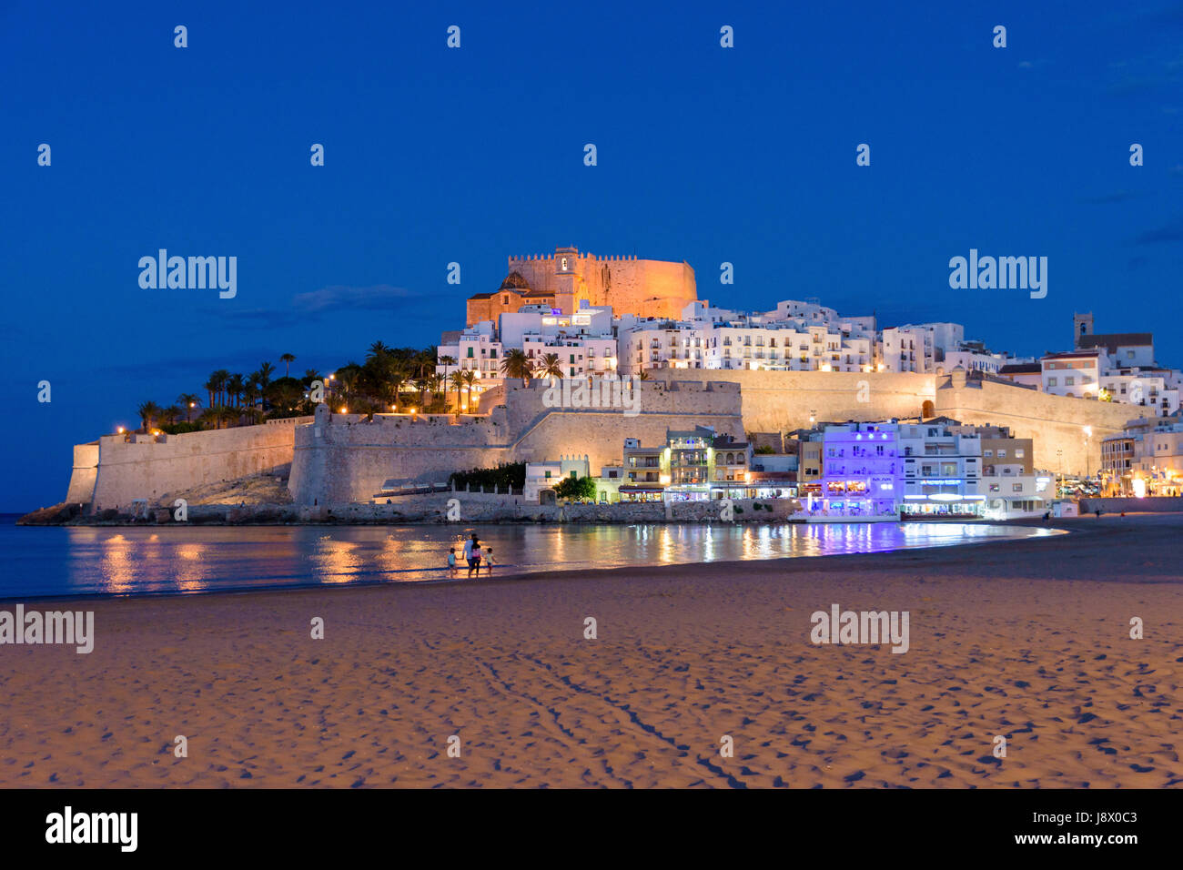 Evening views of Papa Luna's Castle and old town overlooking the beach ...