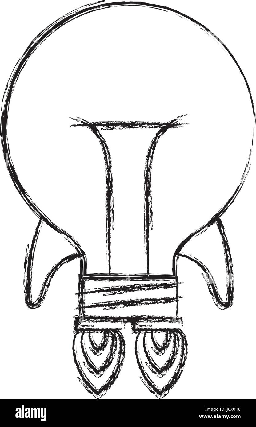 monochrome blurred silhouette of bulb light in shape of space rocket ...