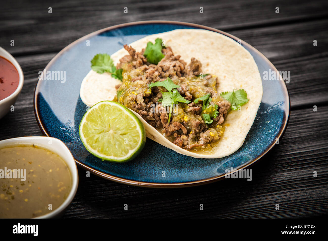 Mexican tacos with beef Stock Photo - Alamy