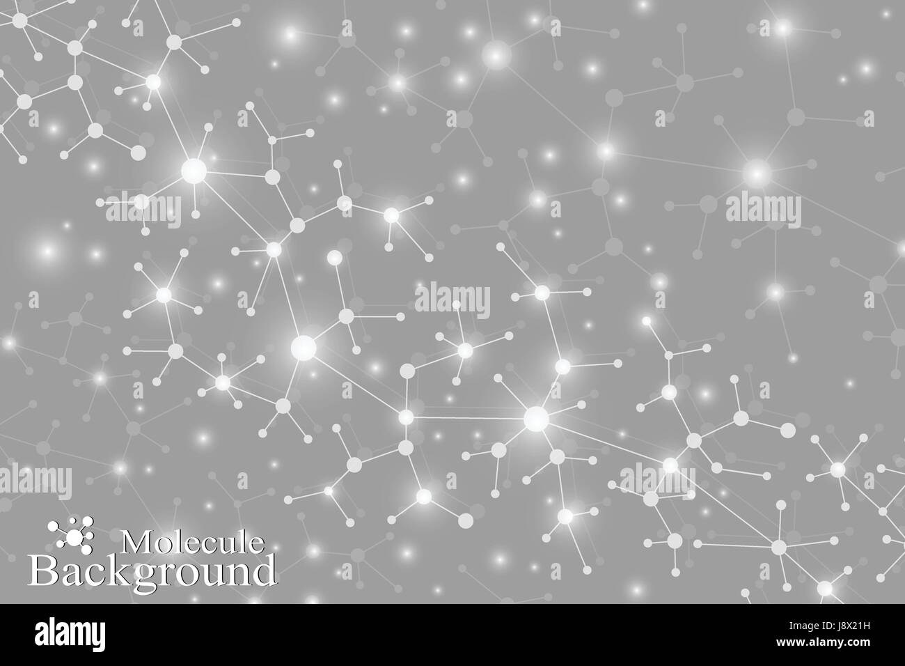 Molecule structure dna and gray communication background. Connected ...