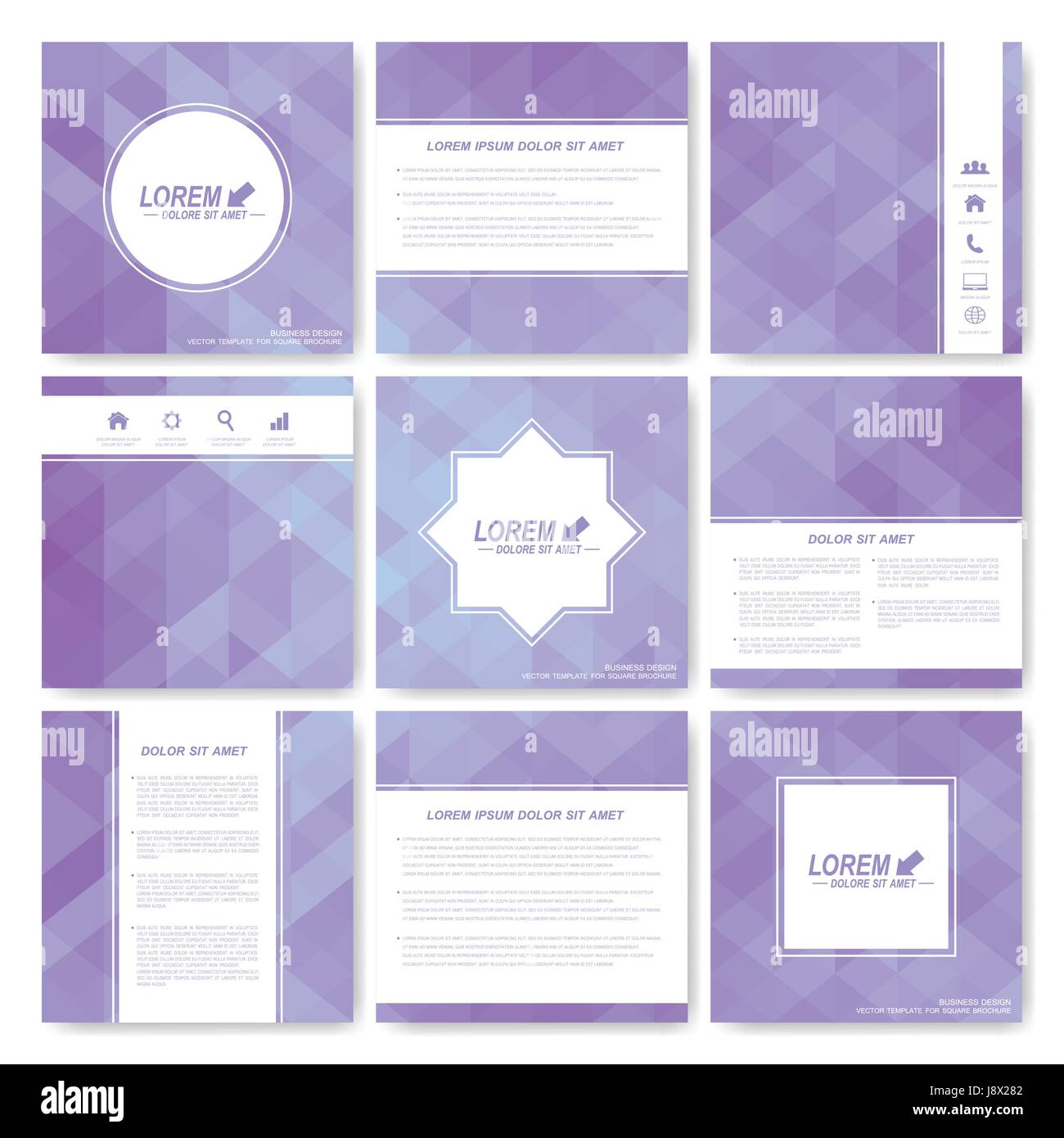 Purple set of vector banners. Background with purple triangles. Web ...