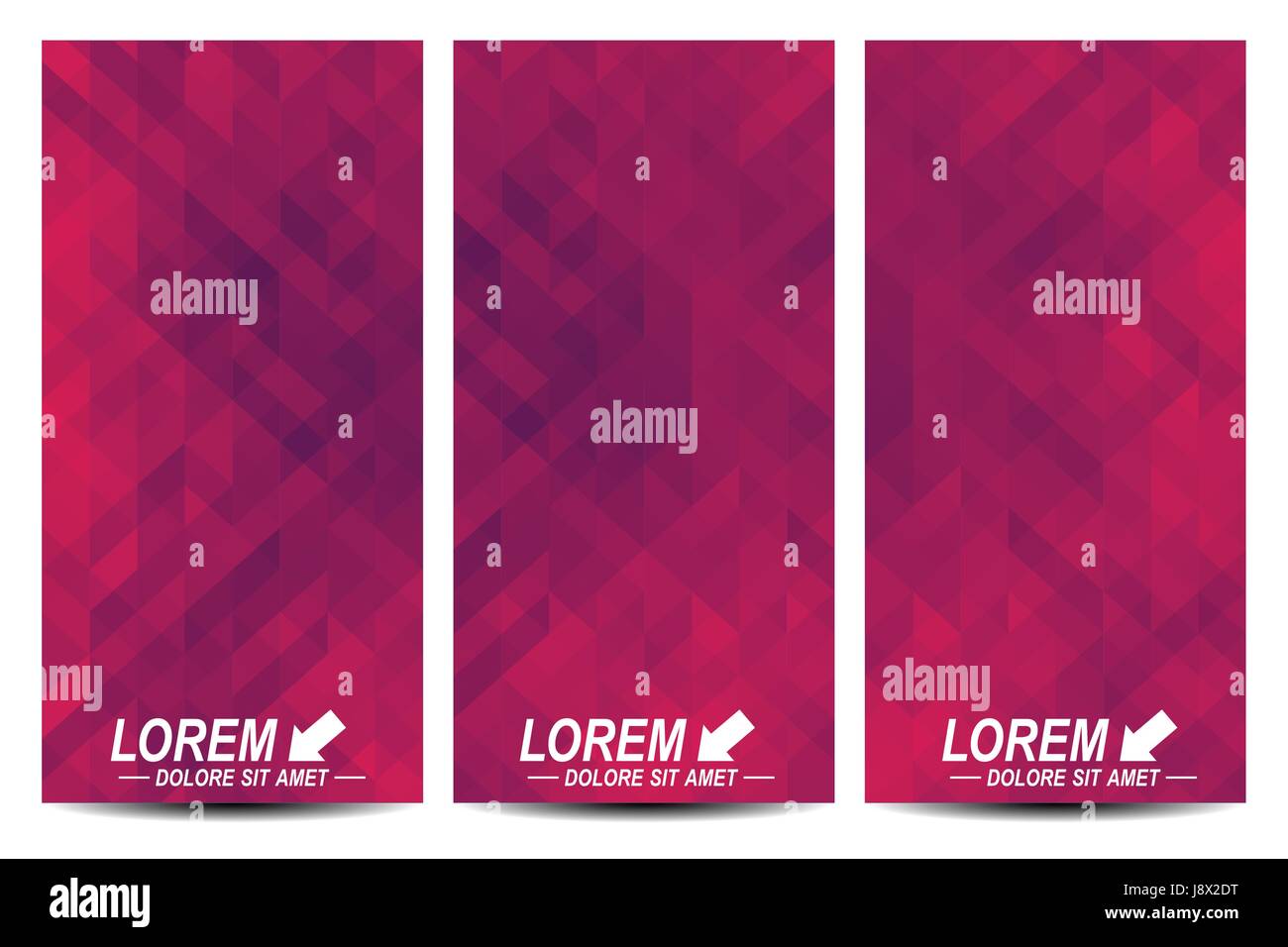 Set of vector flyers. Background with violet triangles. Flyer. Web ...