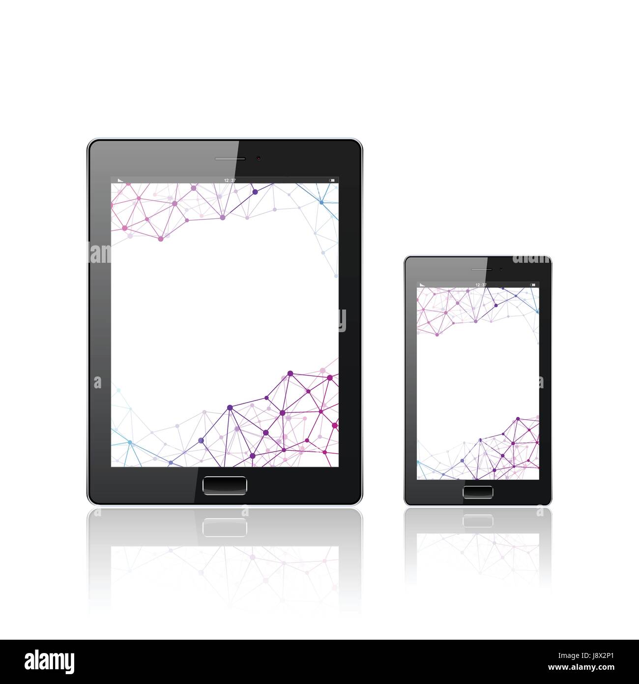 Modern digital tablet PC with mobile smartphone isolated on the white ...