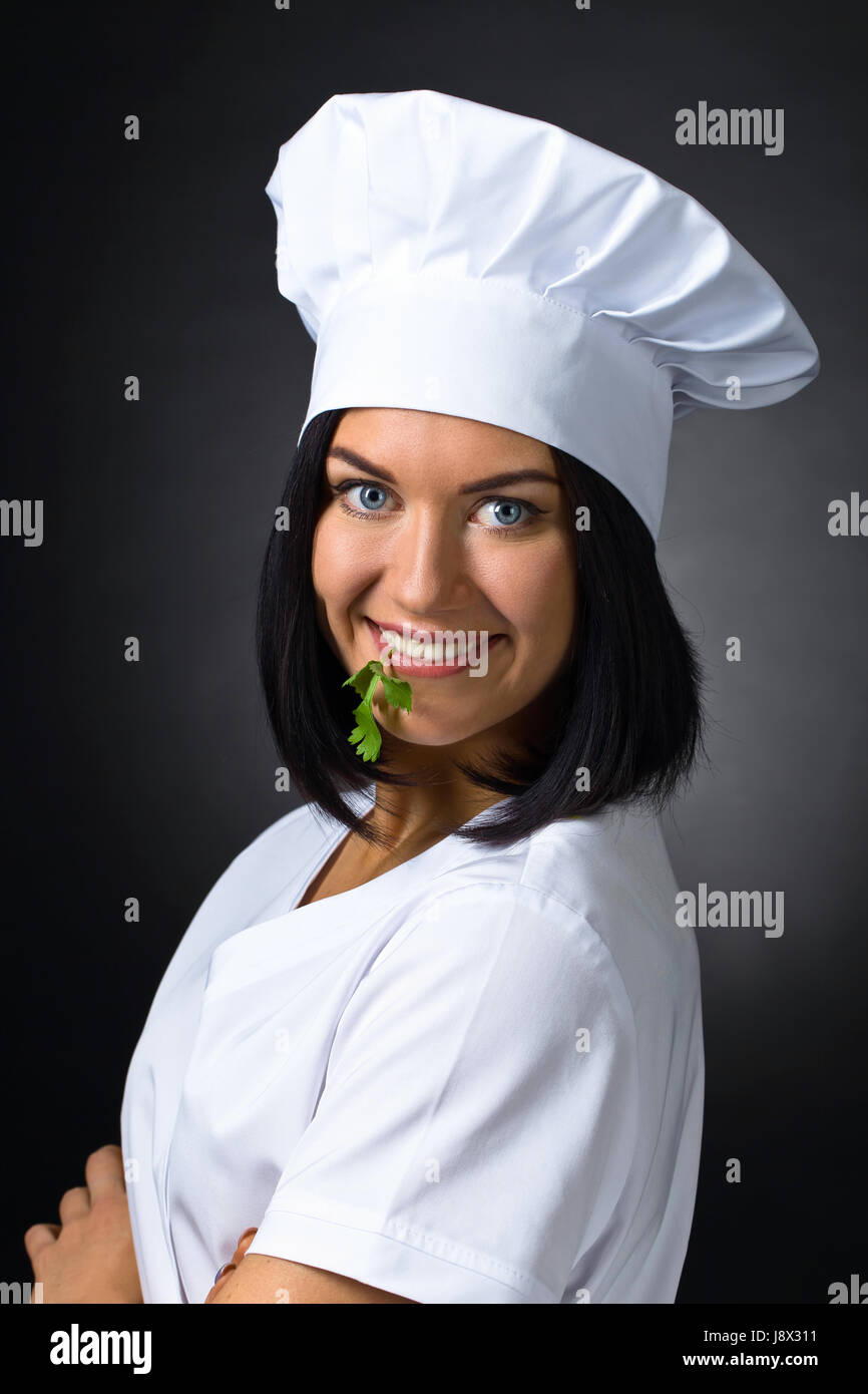 Professional woman chef in black hi-res stock photography and images ...