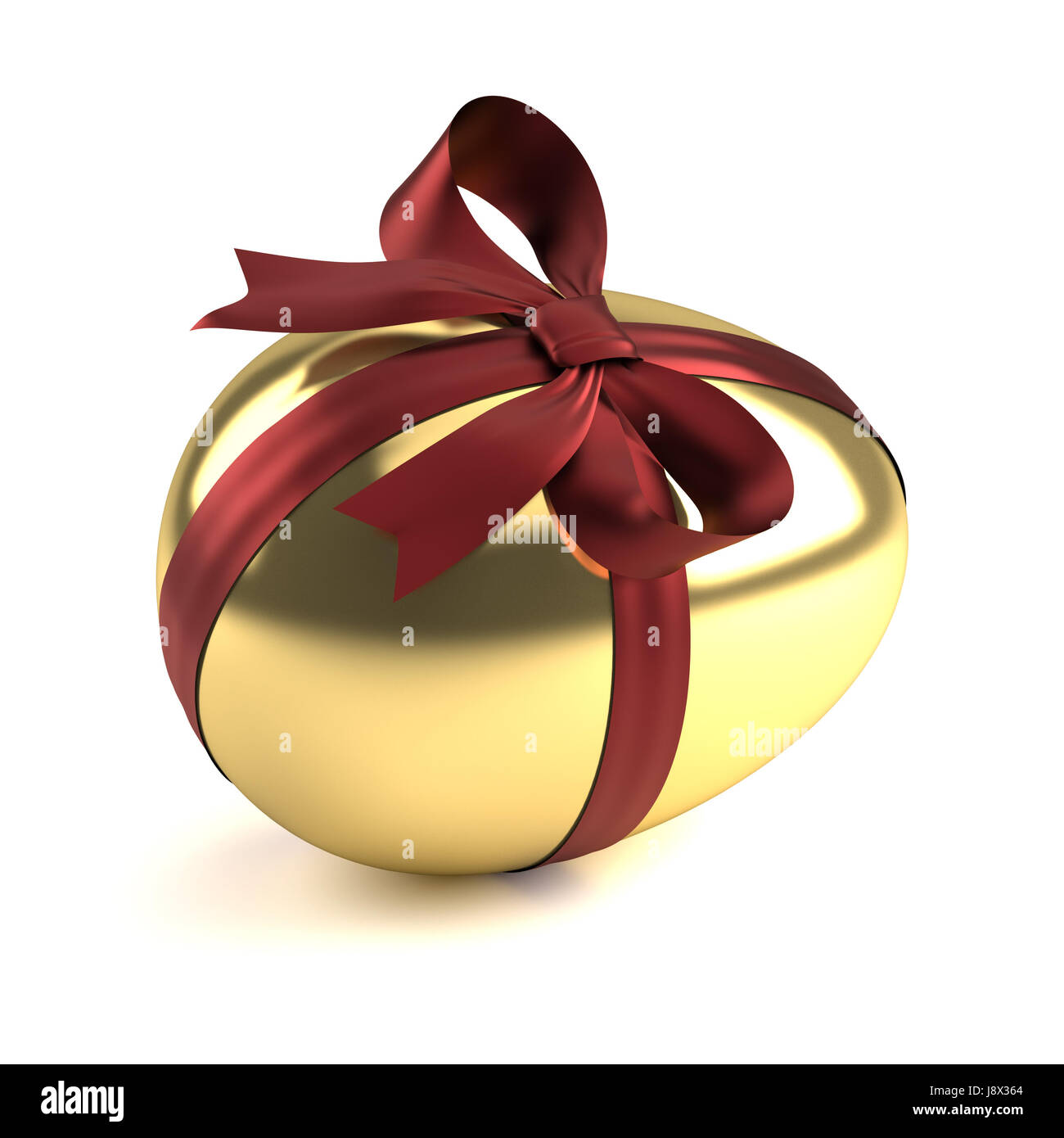 easter, egg, bow, render, white, gold, object, single, isolated ...