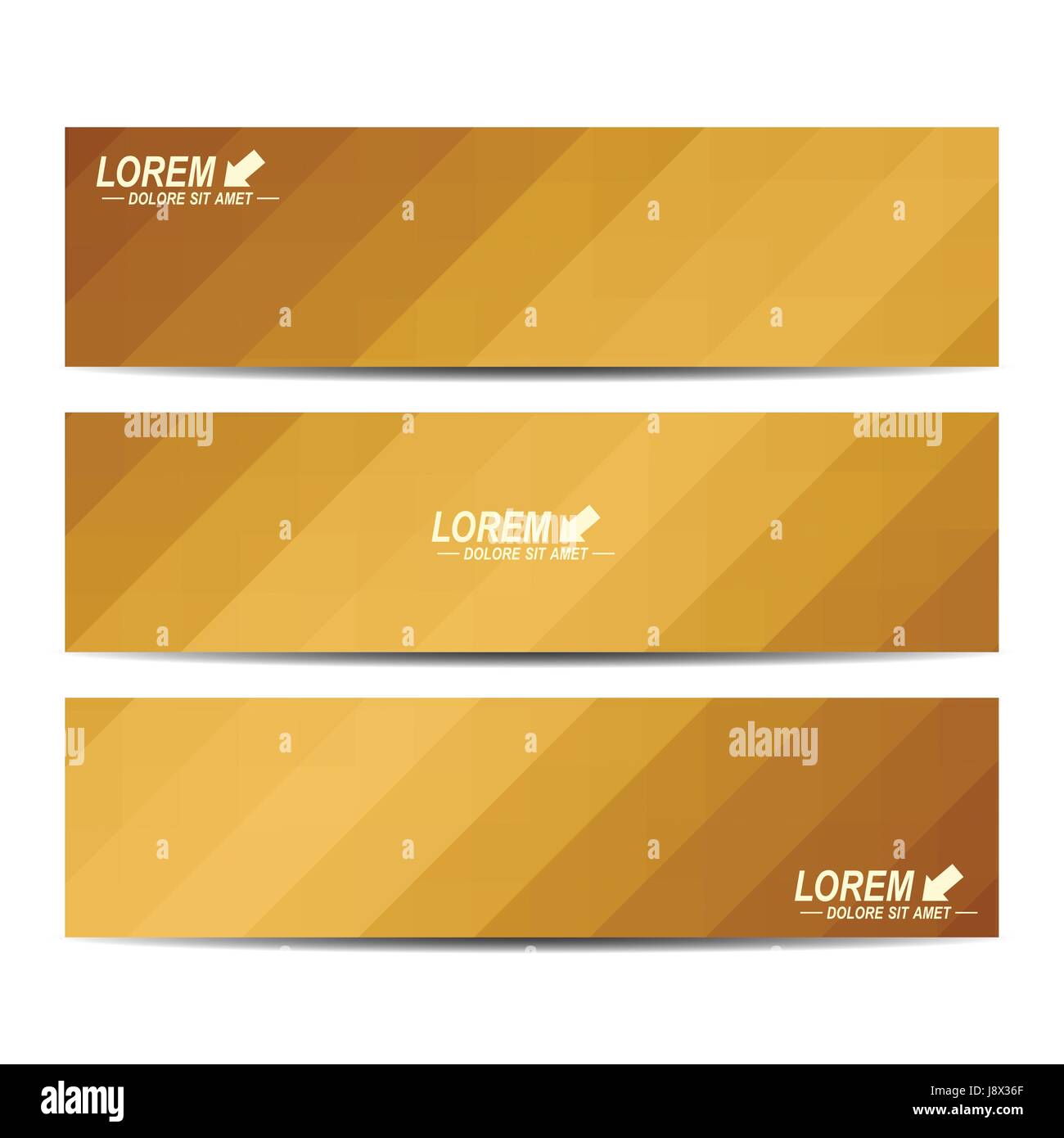 Golden set of vector banners. Background with gold triangles. Web ...