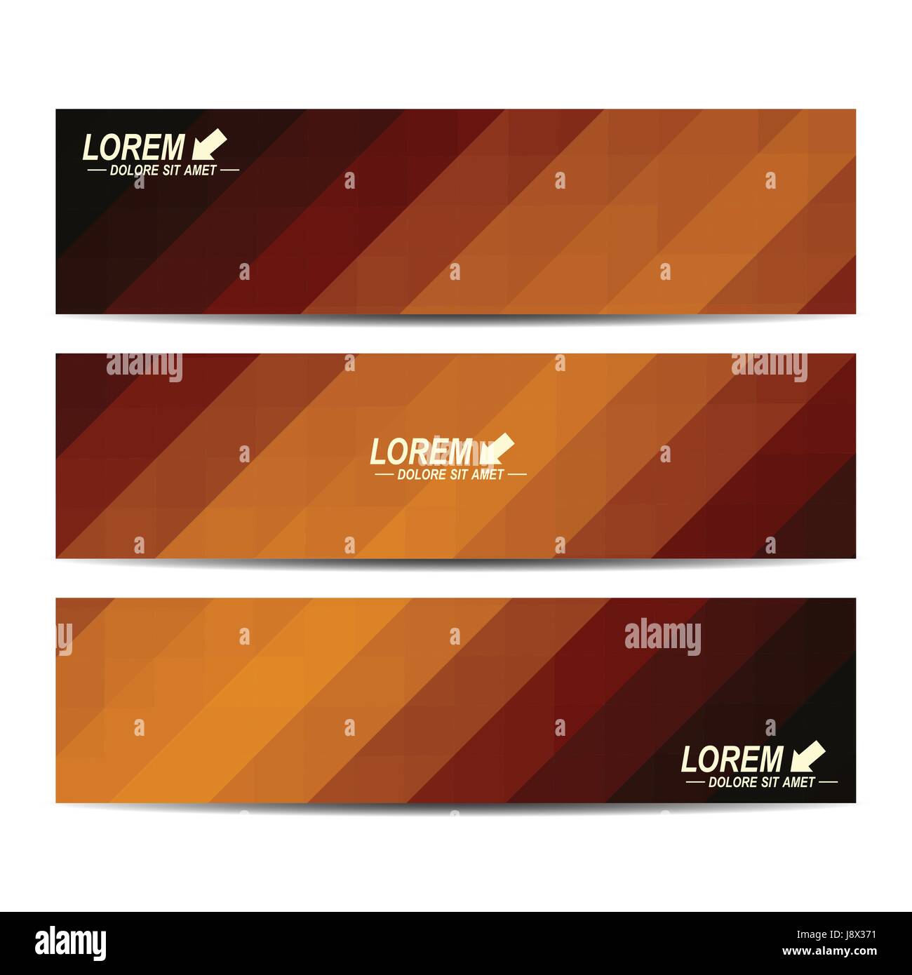 Brown set of vector banners. Background with dark brown triangles. Web ...