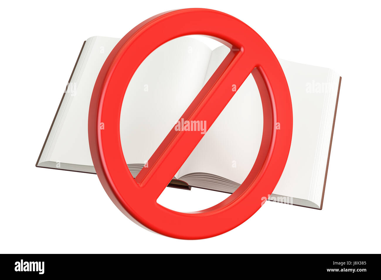 Book with forbidden, prohibition sign, 3D rendering Stock Photo - Alamy