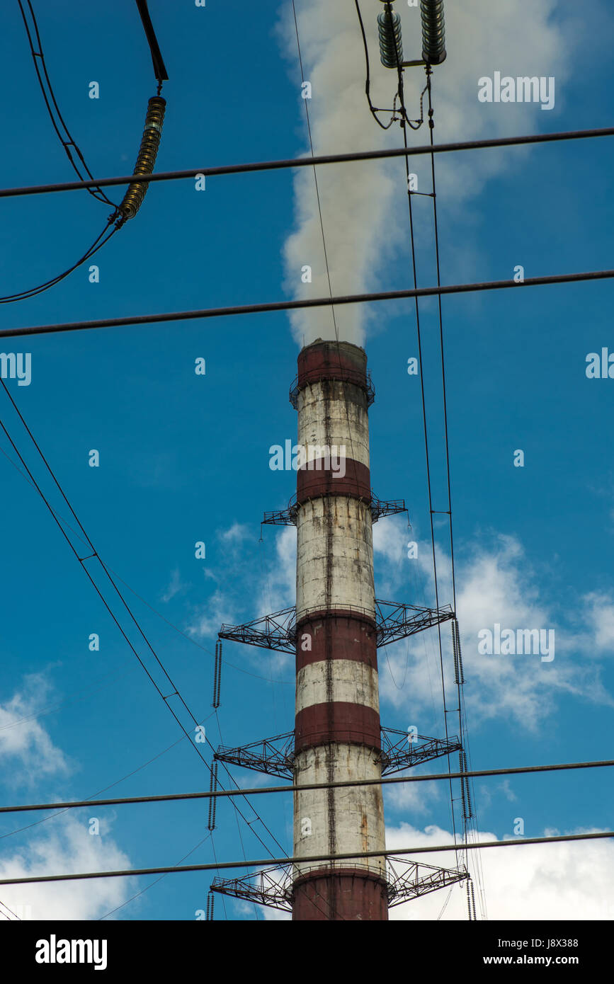 Thermal power stations and power lines. Distribution electric ...
