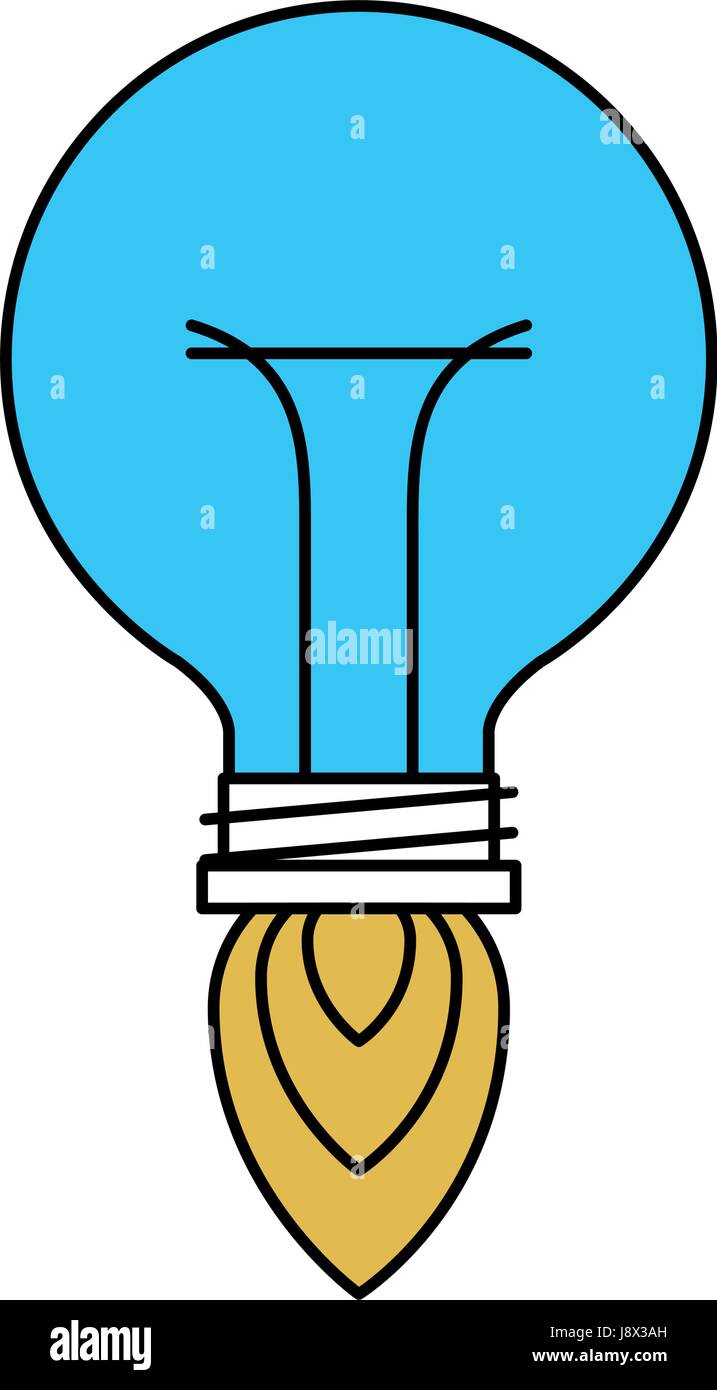 color sectors silhouette of bulb light in shape of rocket Stock Vector ...