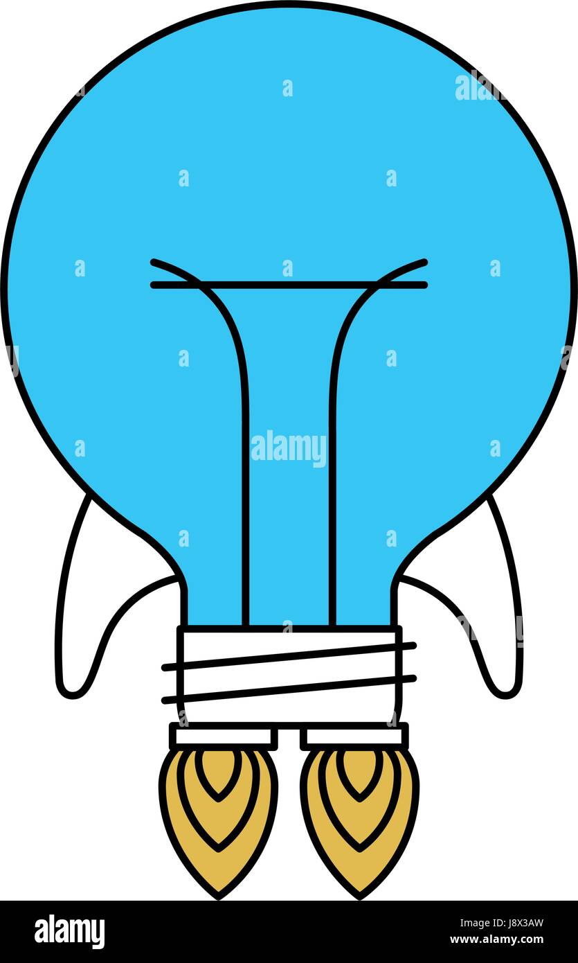 color sectors silhouette of bulb light in shape of space rocket Stock ...