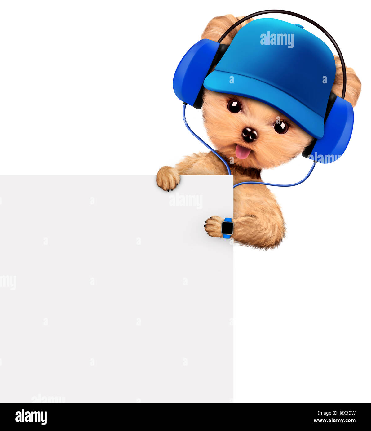 Funny dogs listening to music on headphones Stock Photo - Alamy