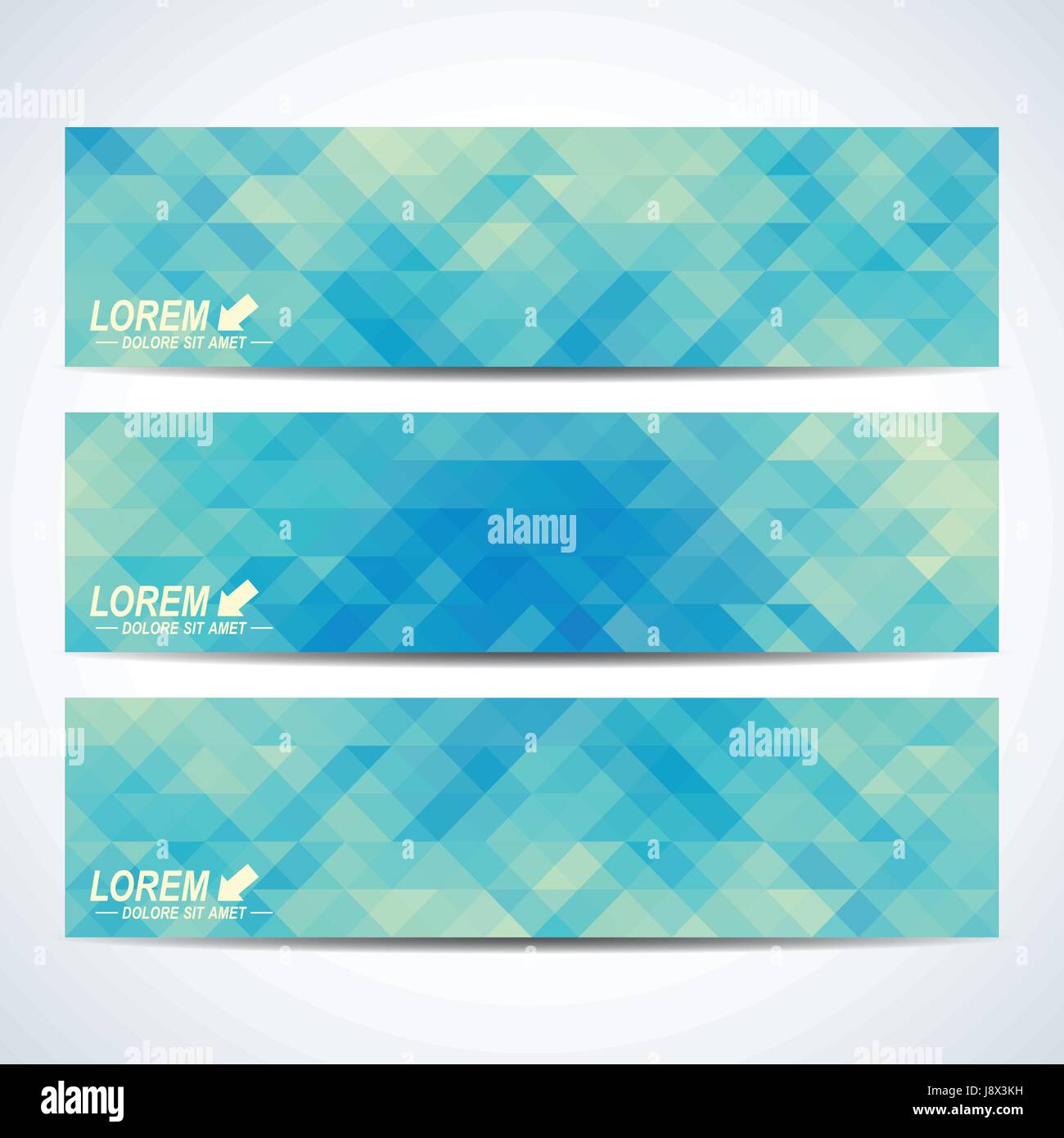 Blue set of vector banners. Background with blue triangles. Web banners ...