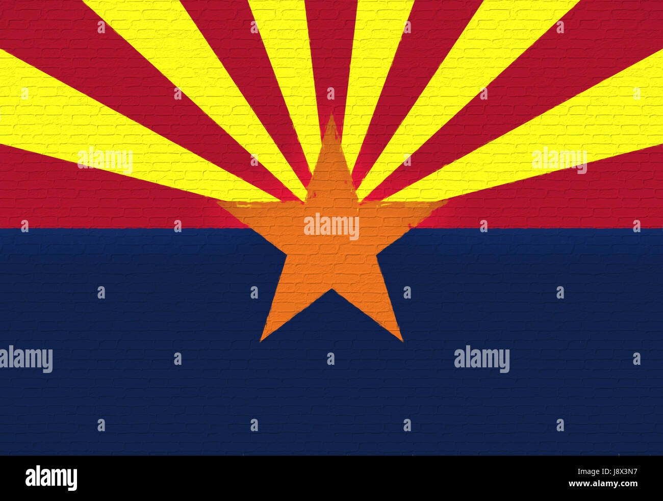 Illustration of the flag of Arizona state in America looking like it is ...