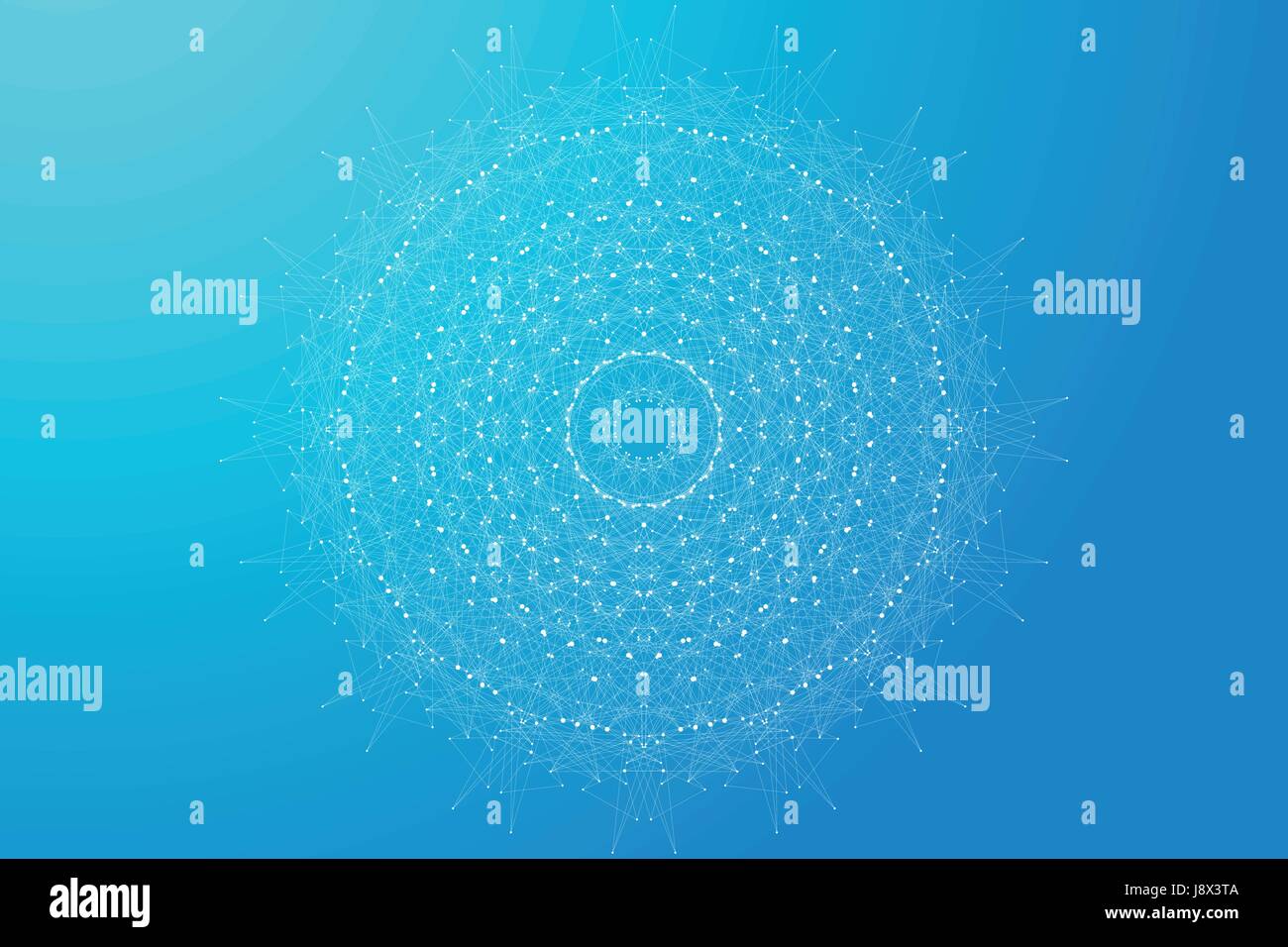 Geometric abstract mandala with connected line and dots. Graphic ...