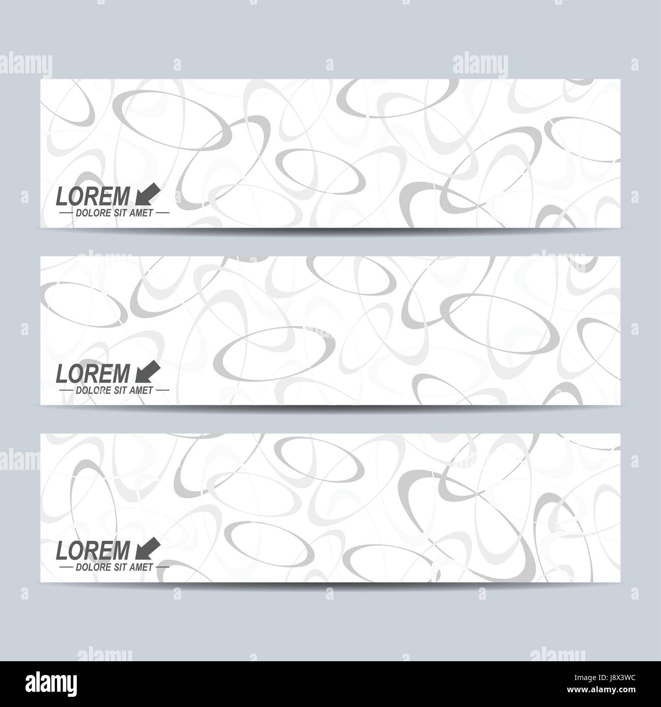 Grey set of vector banners. Background with gray circles. Web banners ...