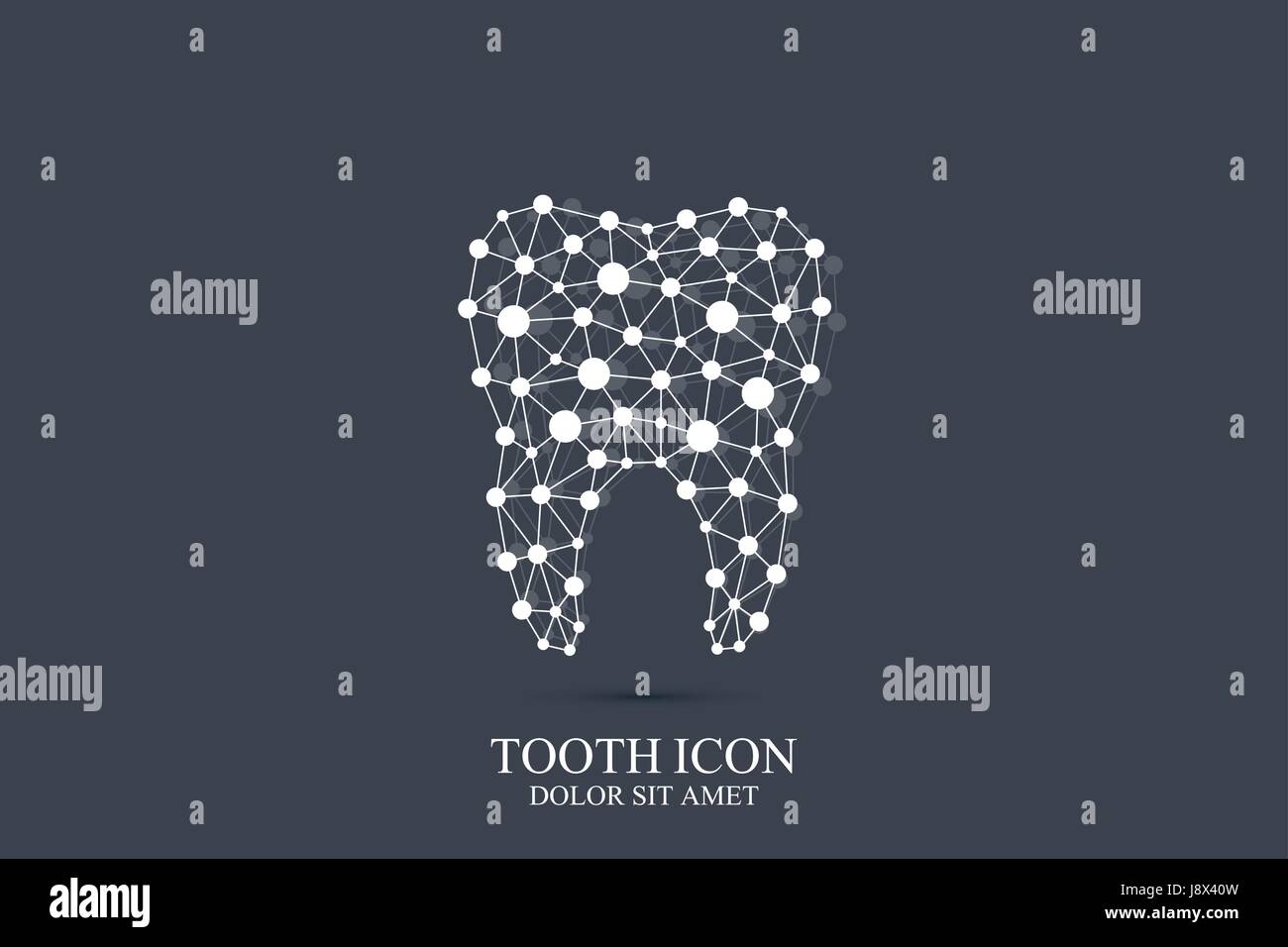 Tooth vector template icon with connected lines and dot. Medical design ...