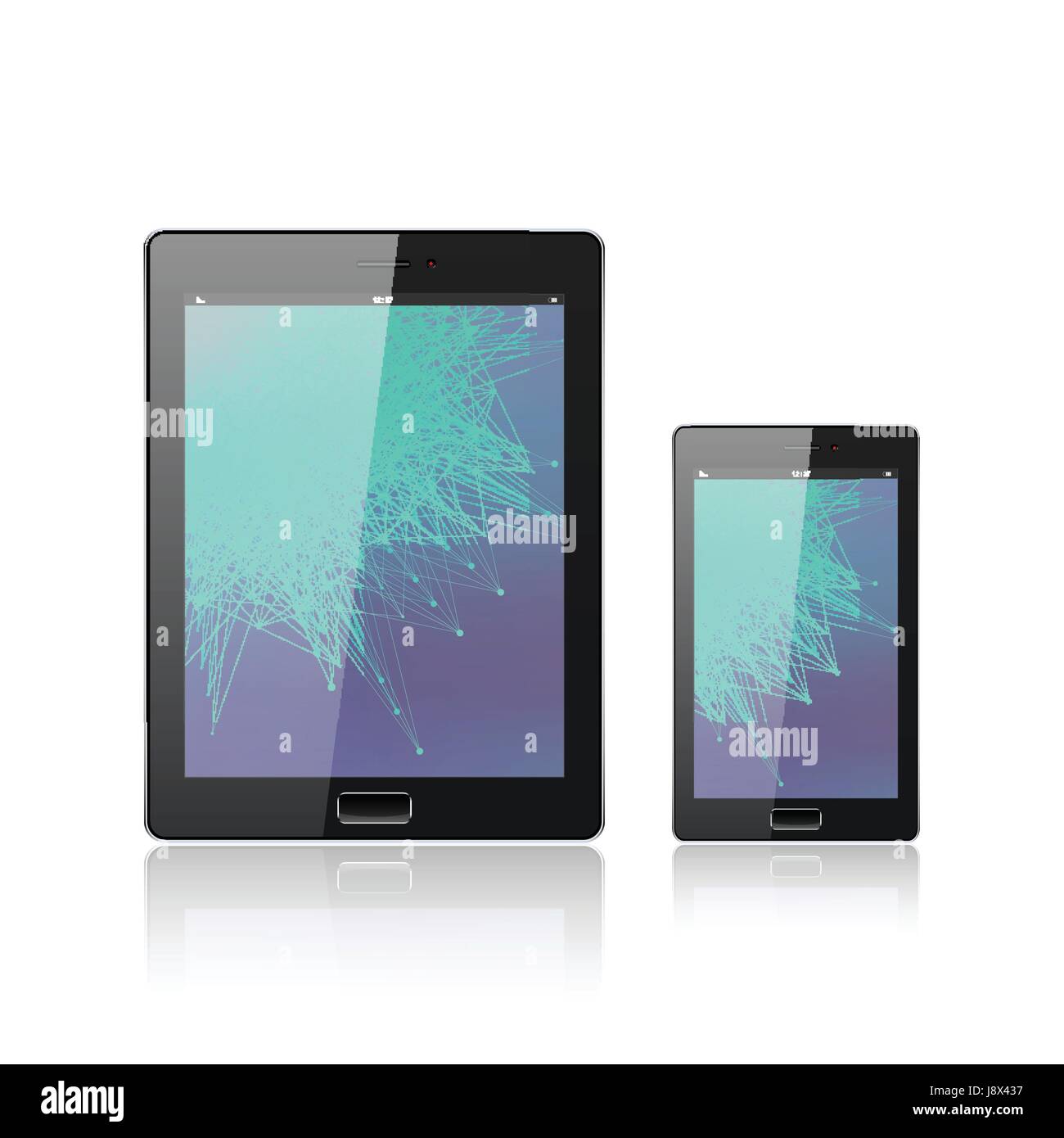 Modern digital tablet PC with mobile smartphone isolated on the white ...