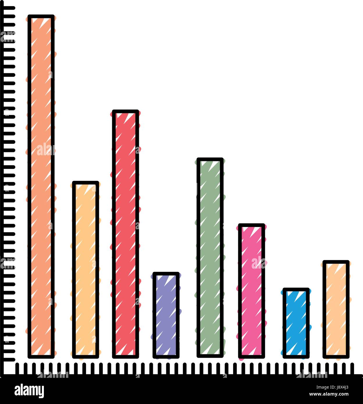 colored crayon silhouette of column chart Stock Vector Image & Art - Alamy