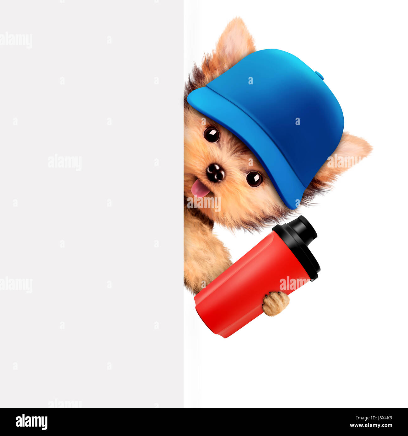 Funny dog holding shaker with sport nutrition Stock Photo - Alamy