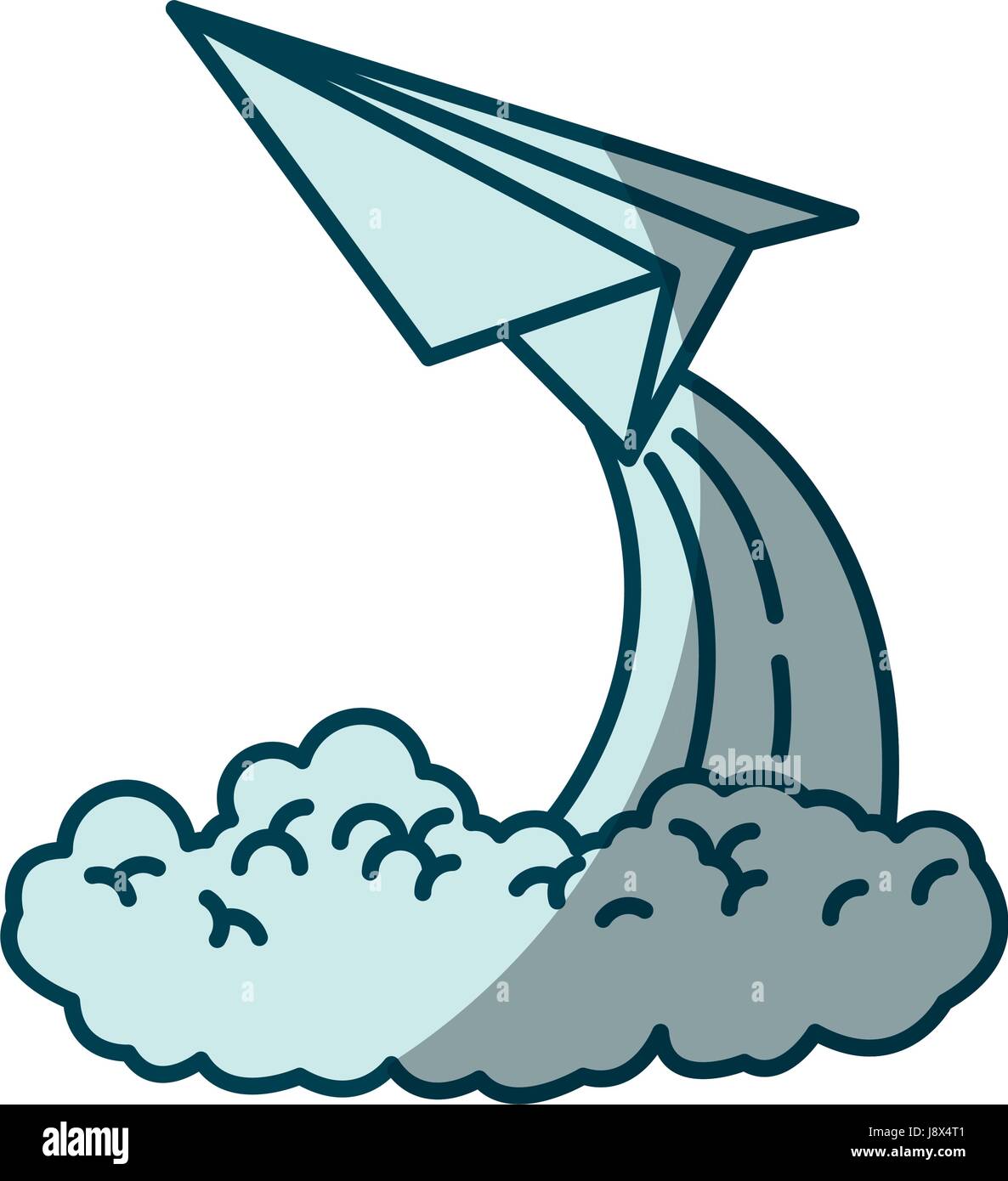 blue shading silhouette of paper plane launch Stock Vector Image & Art ...