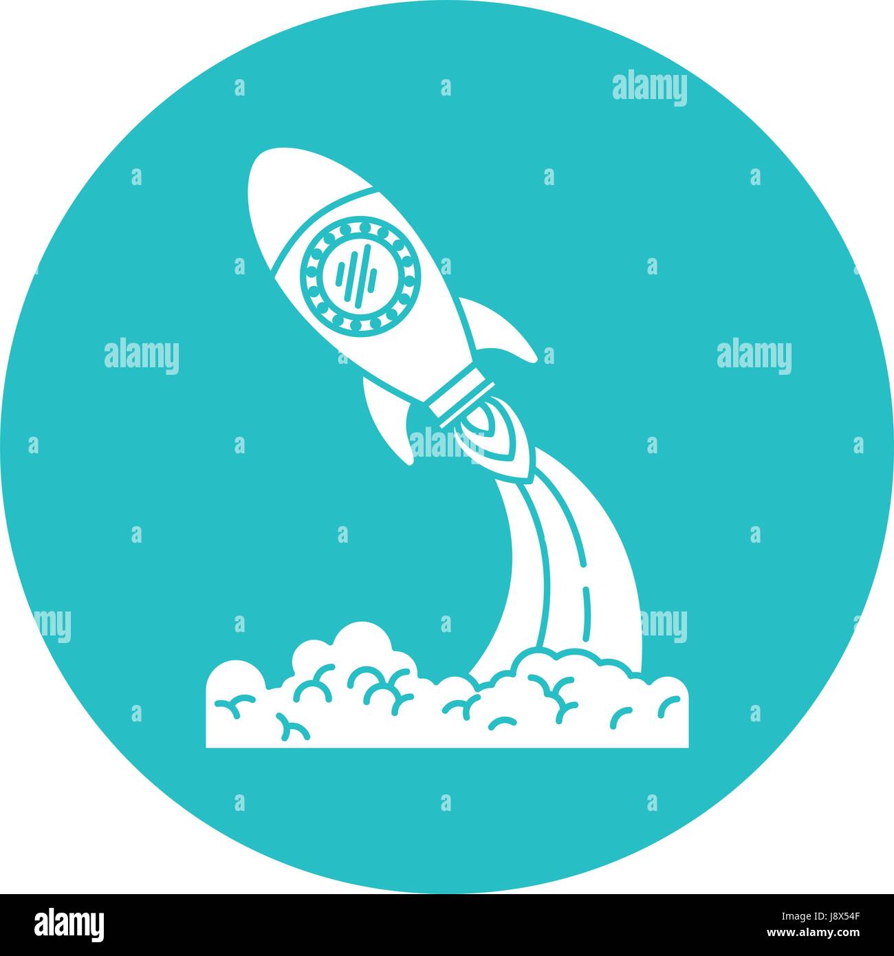 circle light blue with space rocket launch Stock Vector Image & Art - Alamy