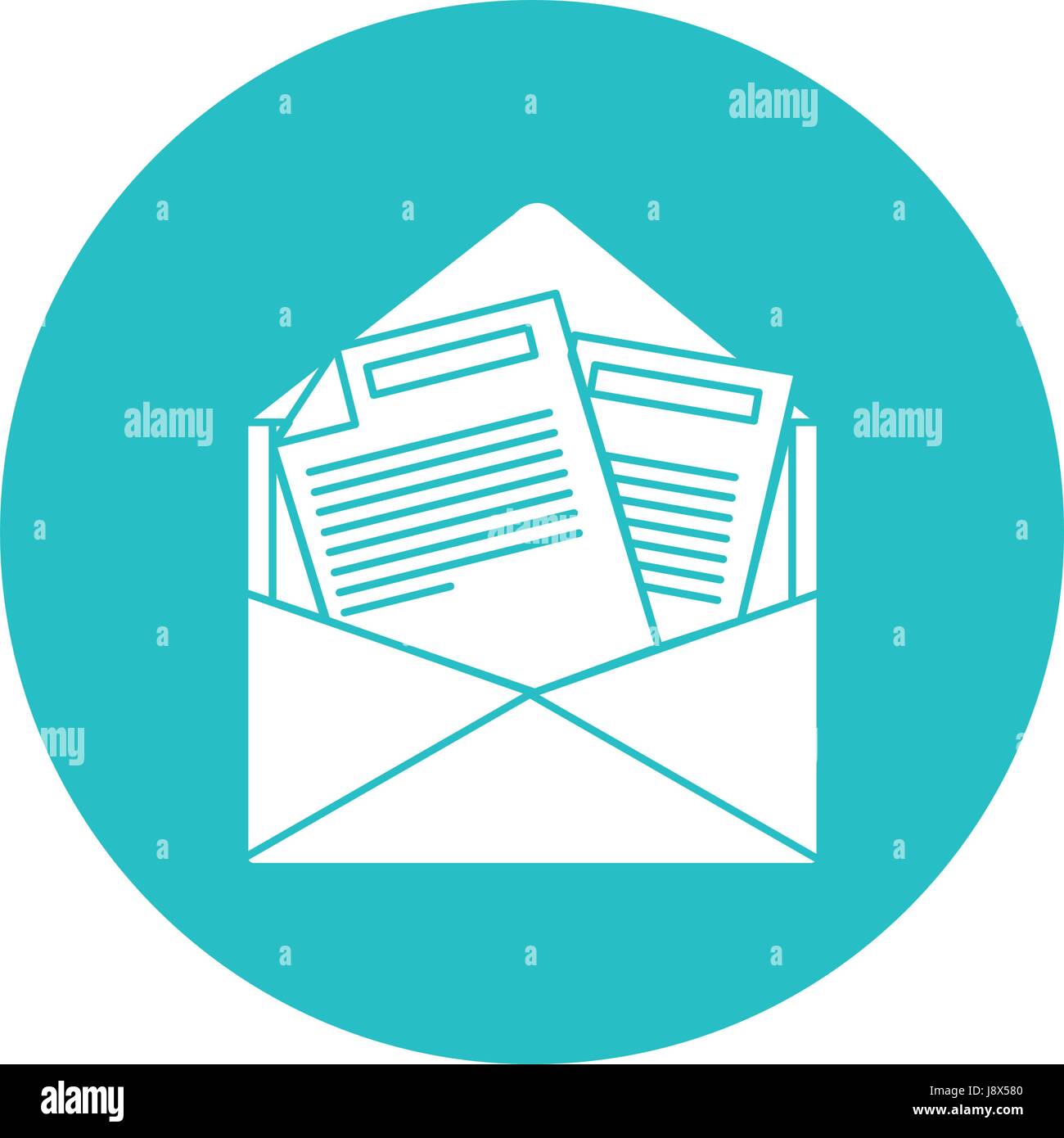 circle light blue with opened envelope mail Stock Vector Image & Art ...