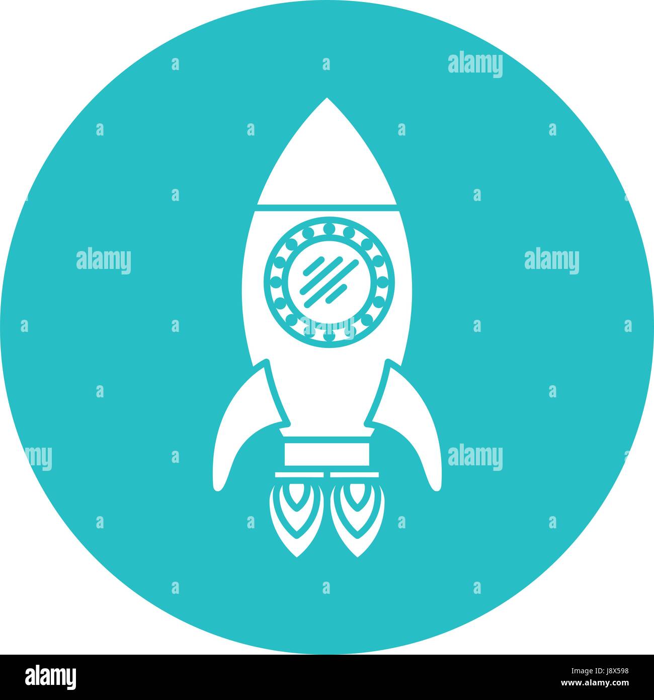 circle light blue with space rocket with two turbines Stock Vector ...