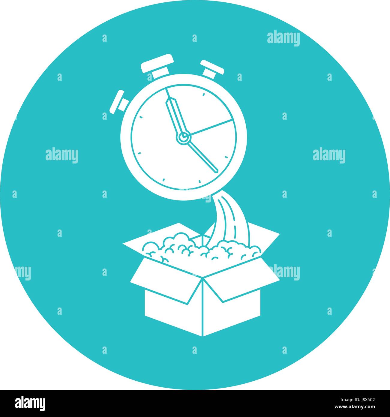 circle light blue with cardboard box and stopwatch Stock Vector Image ...