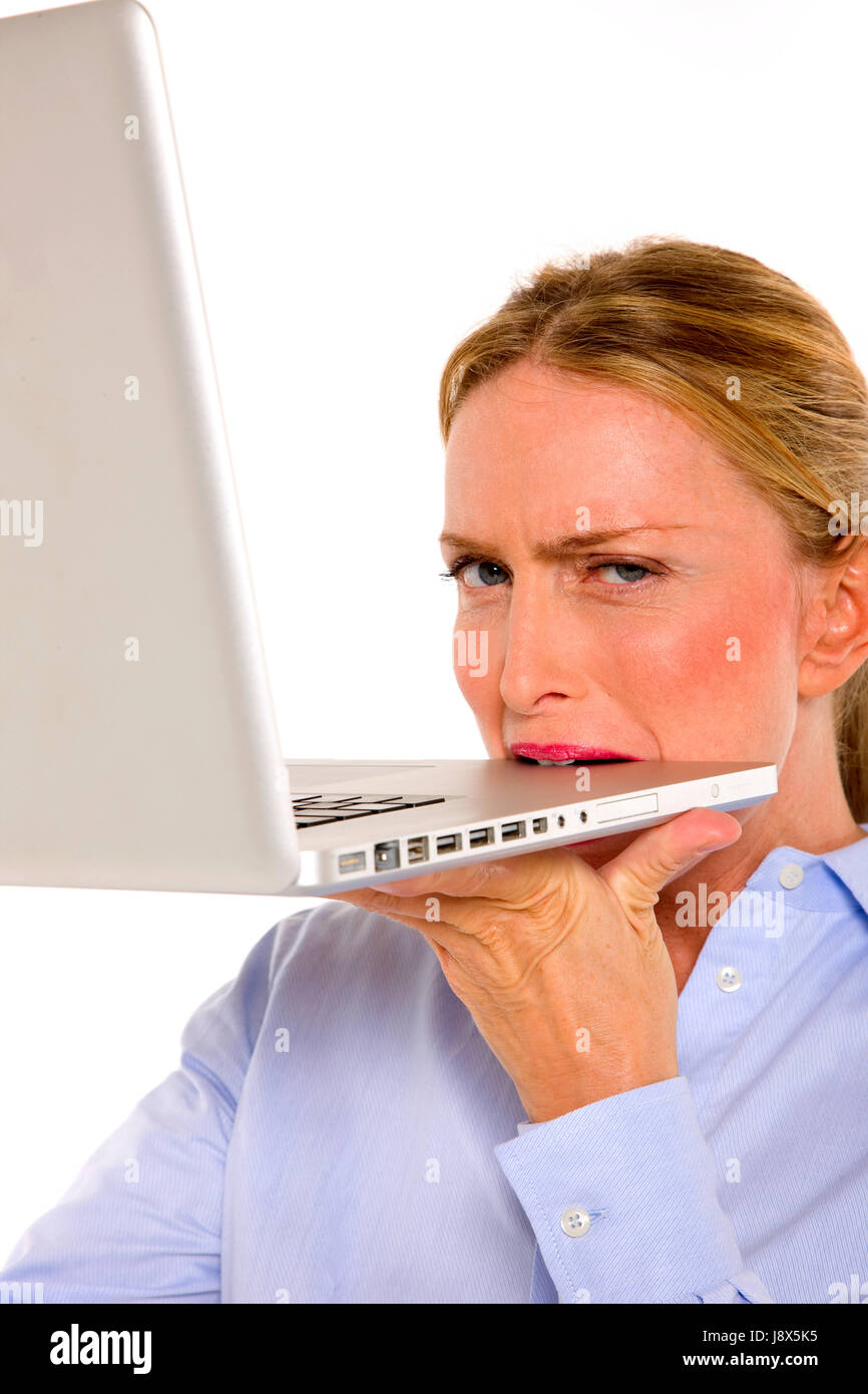 woman, laptop, notebook, computers, computer, career, job, mouth, face ...