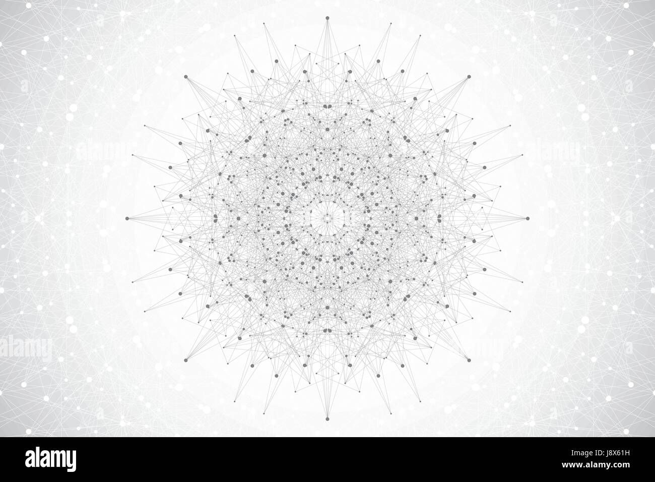 Geometric abstract mandala with connected line and dots. Graphic ...