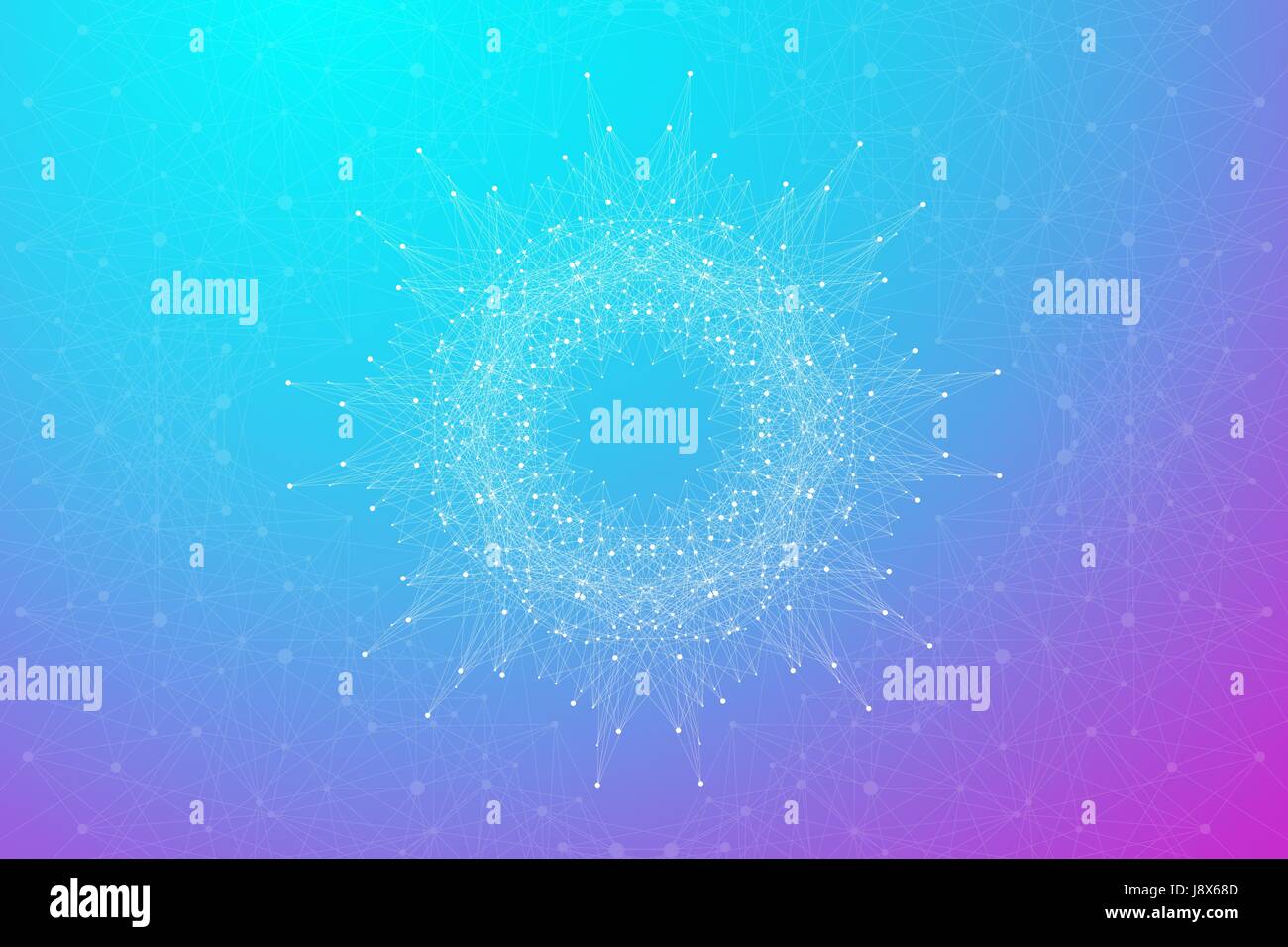 Geometric Abstract Molecule With Connected Line And Dots Graphic Communication Background For