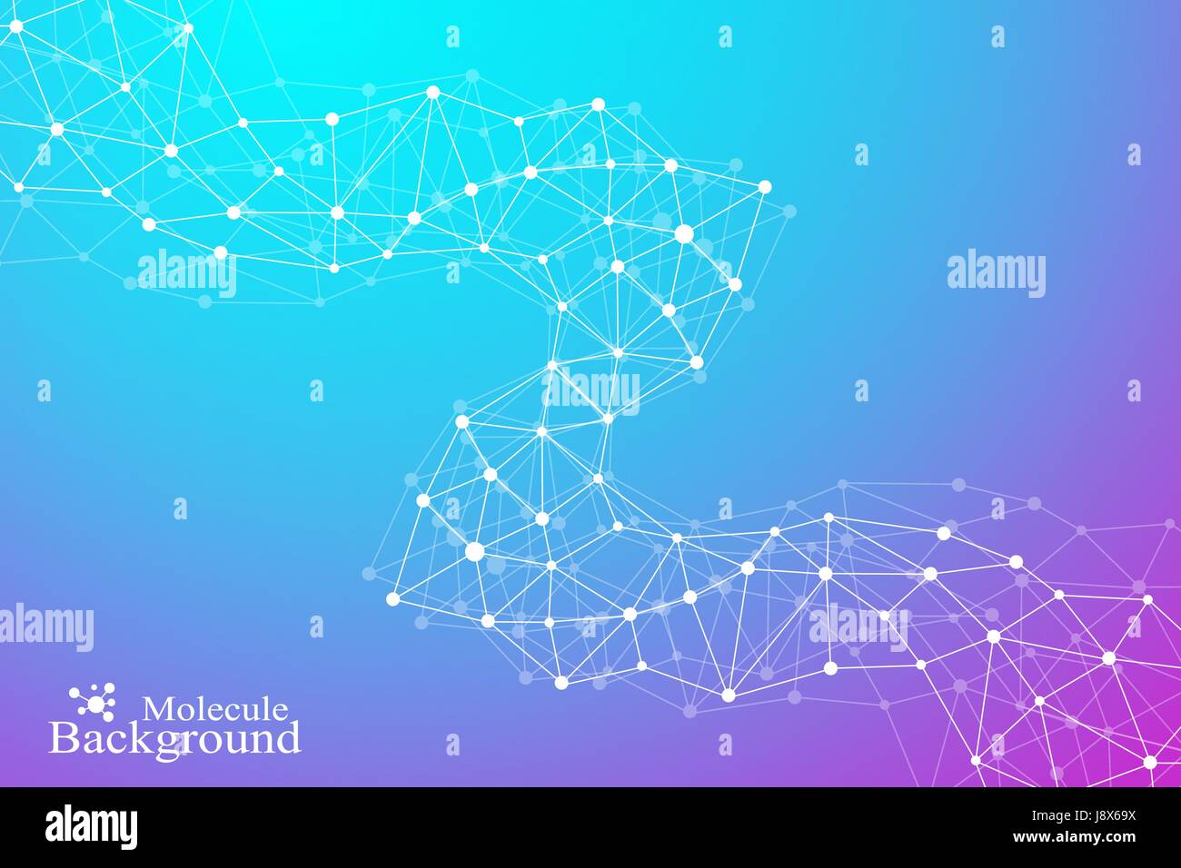 Geometric Abstract Background With Connected Line And Dots Molecular Structure Dna Or Neuron