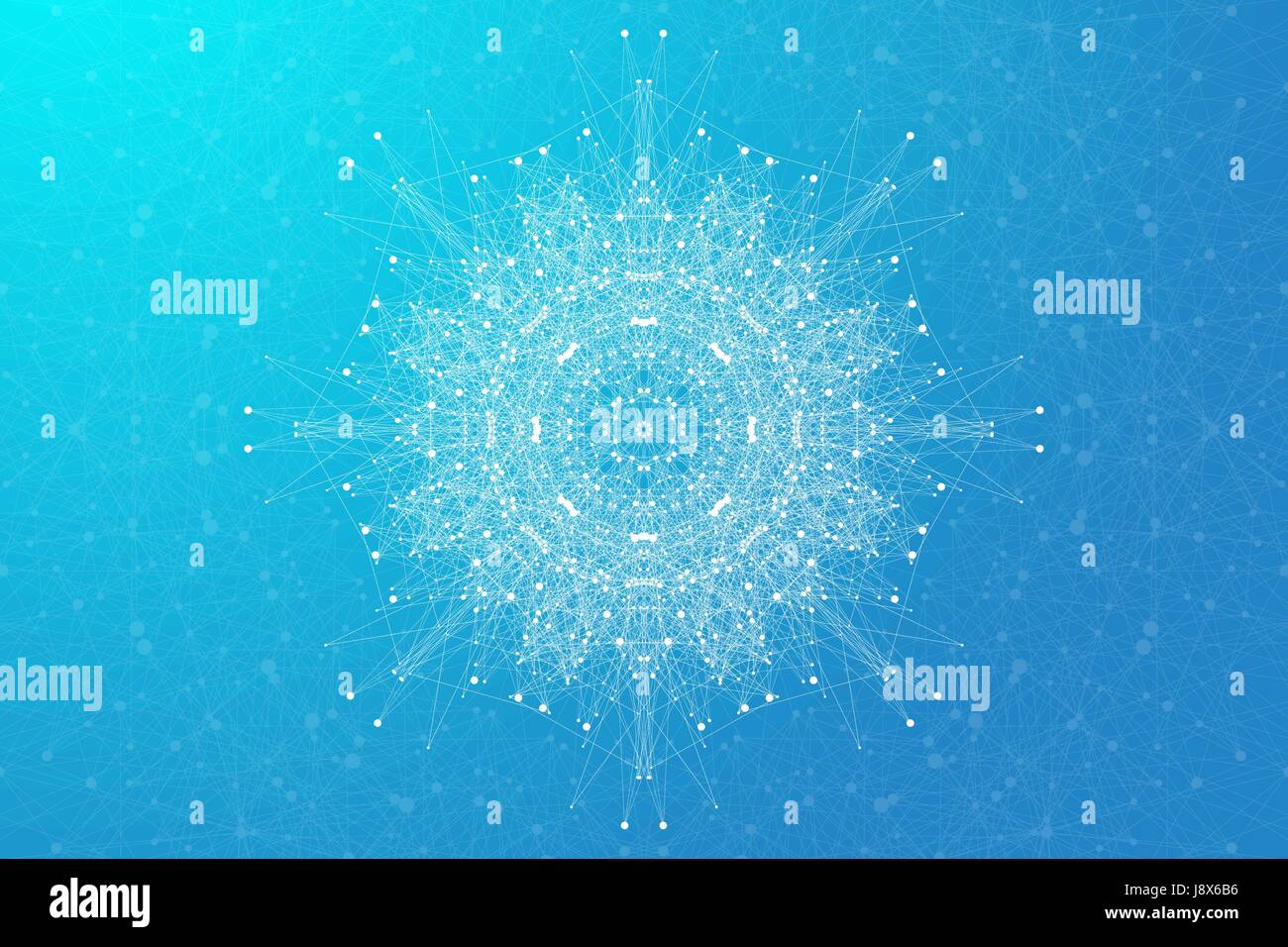 Geometric Abstract Molecule With Connected Line And Dots Graphic Communication Background For