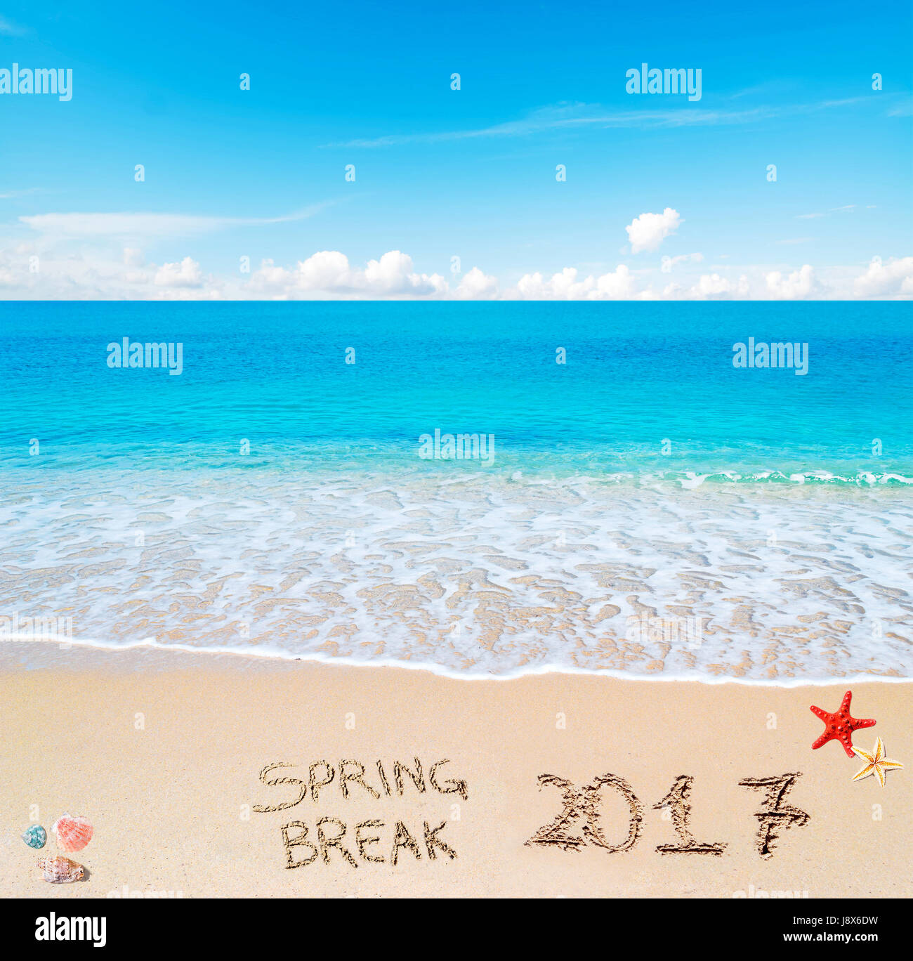 Spring break 2017 written on the sand Stock Photo - Alamy