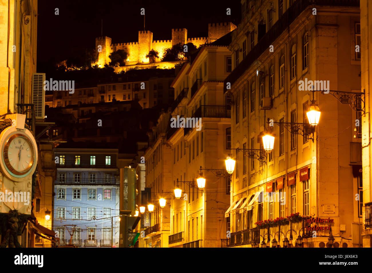 blue, buildings, houses, city, town, antique, night, nighttime, lights ...