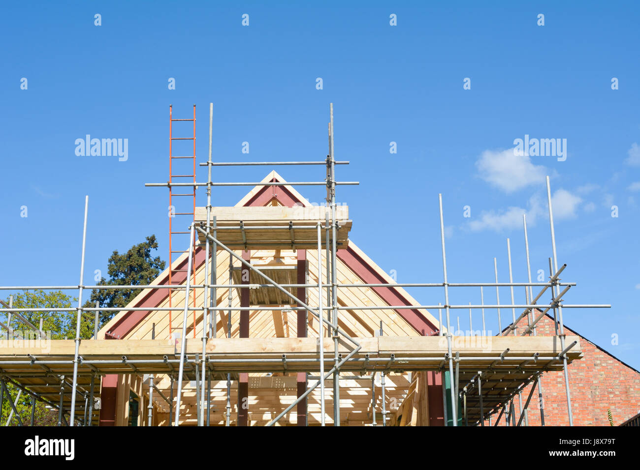 Property being built with steel and wooden frame hi-res stock ...