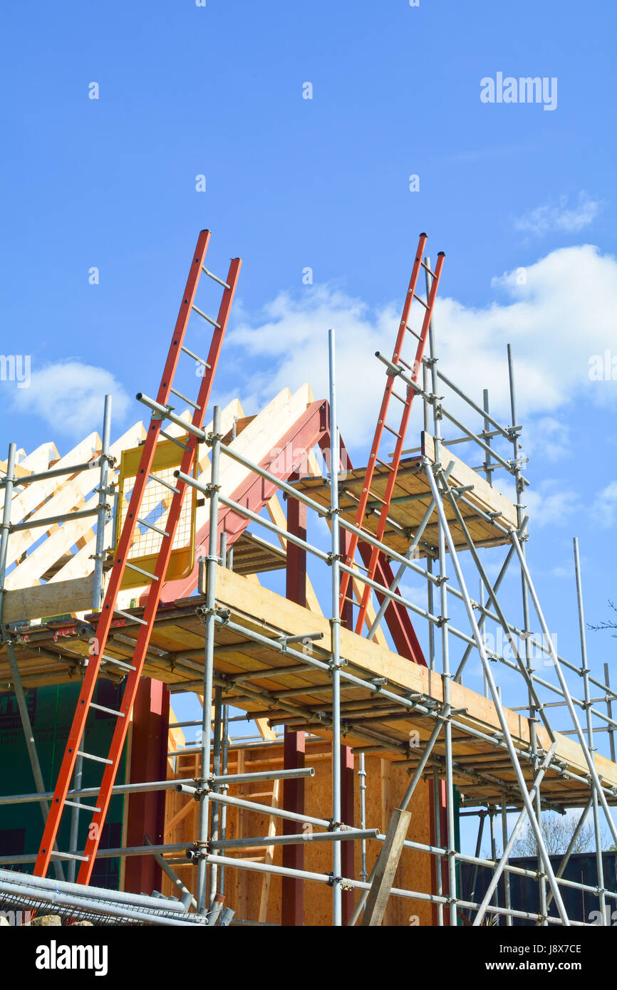 Property being built with steel and wooden frame hi-res stock ...