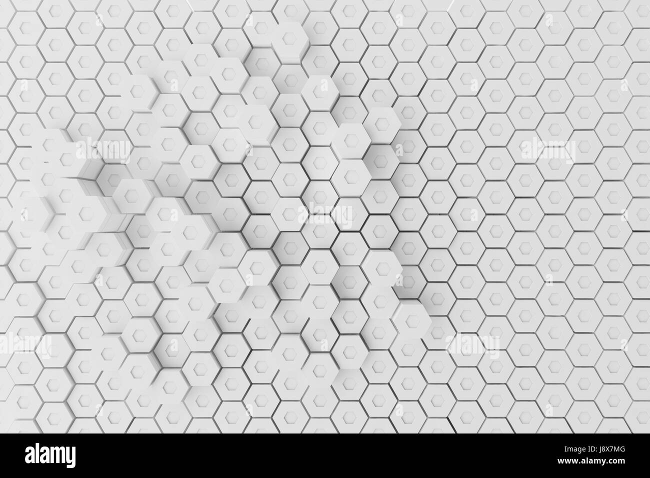 White geometric hexagonal abstract background. 3D rendering Stock Photo ...
