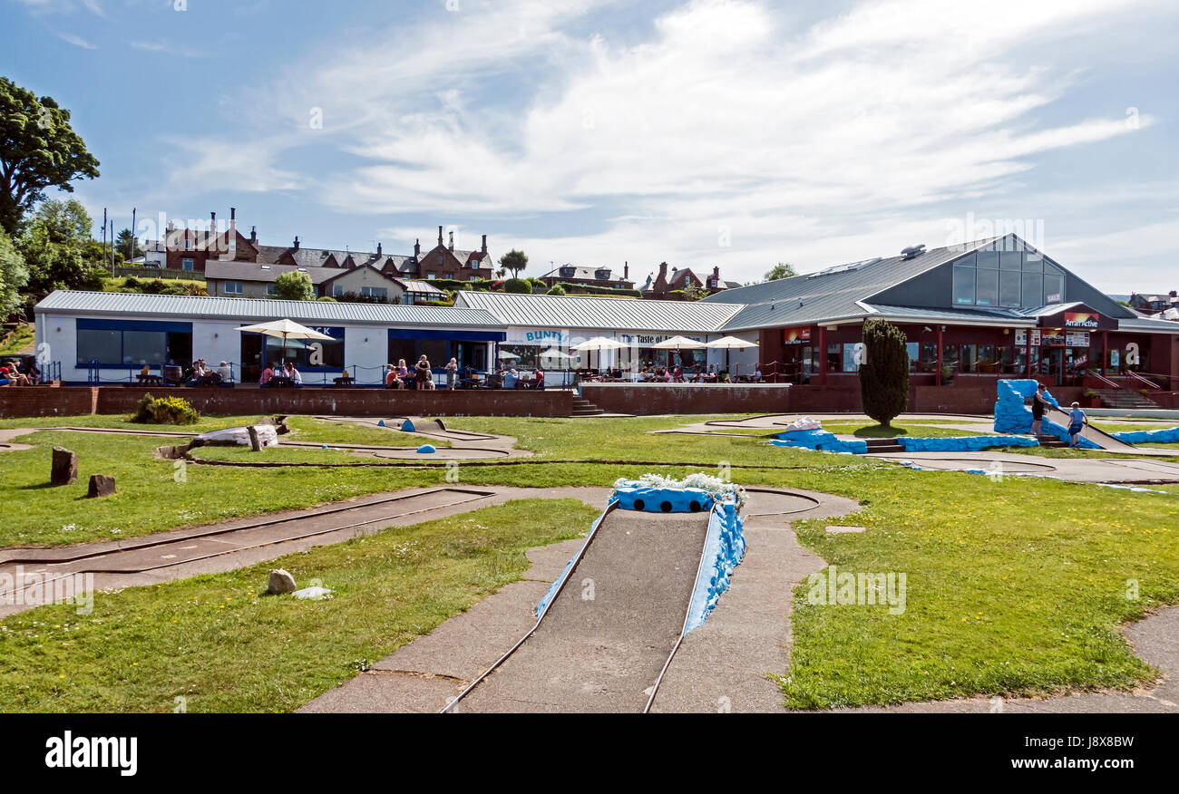Shops and cafe in the main street of Brodick Isle of Arran North ...