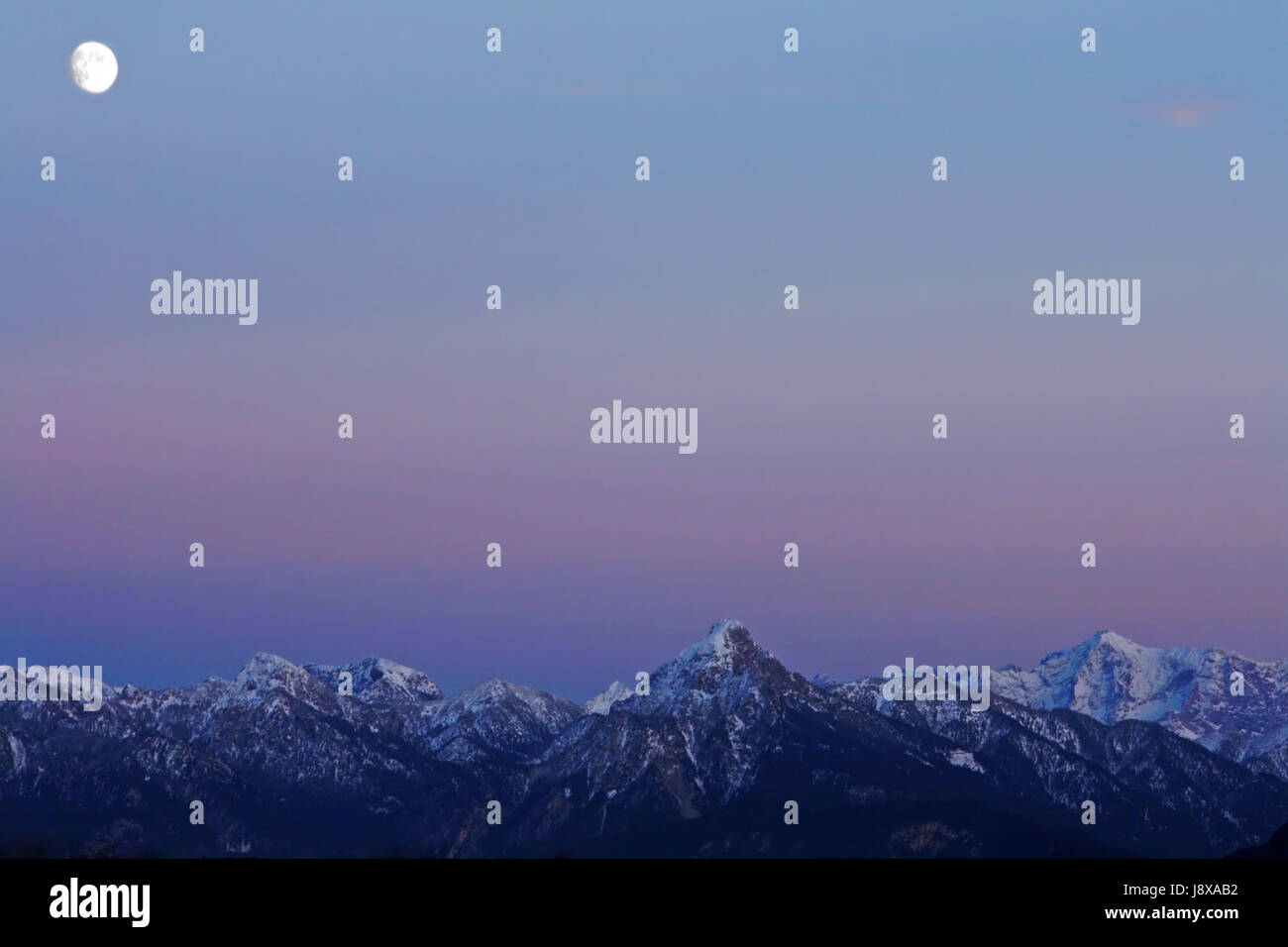 mountains, alps, moon, evening, snow, mountain, wait, waiting, blue ...