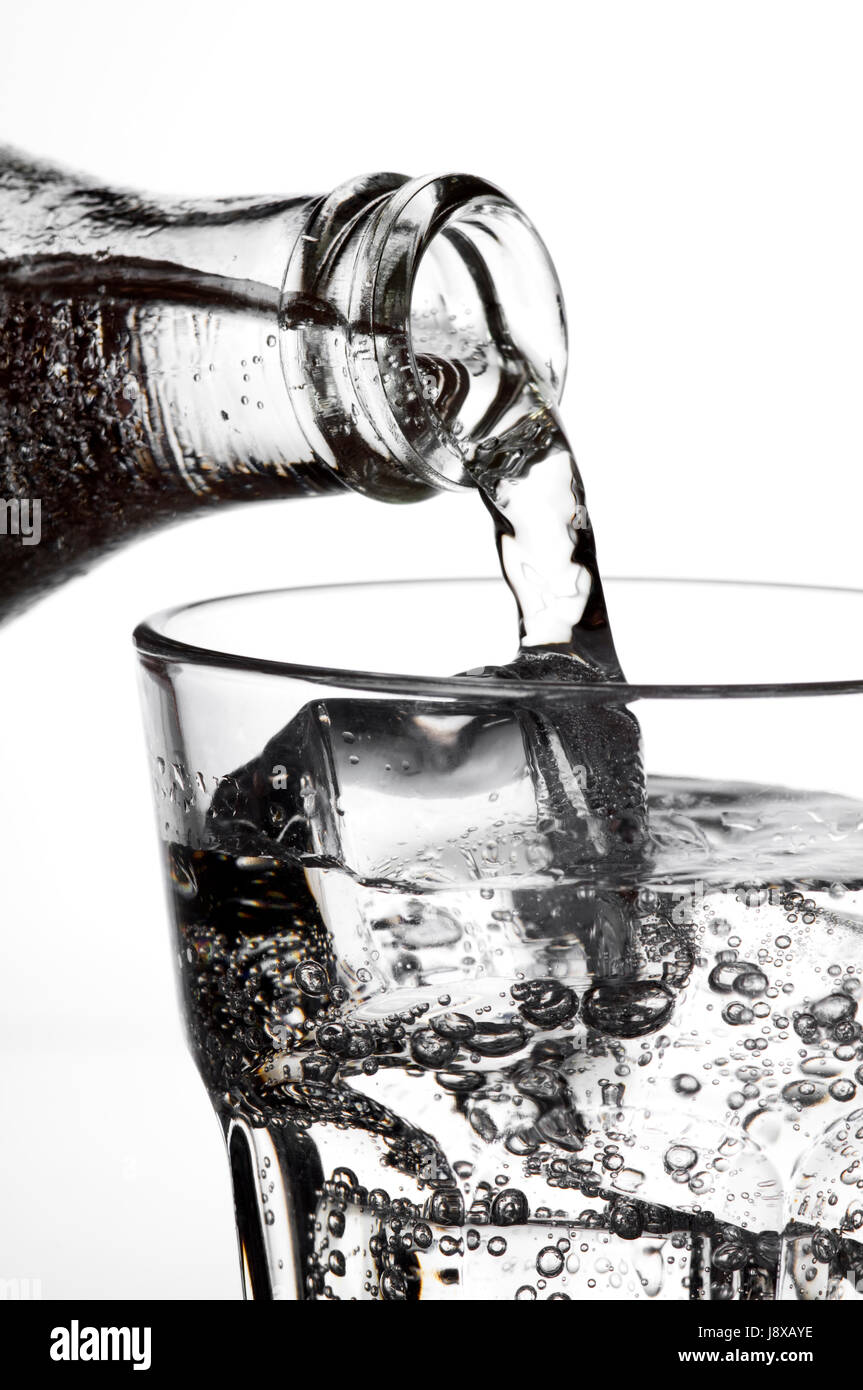glass, chalice, tumbler, bottle, mineral, pouring, water, bubble, ice ...