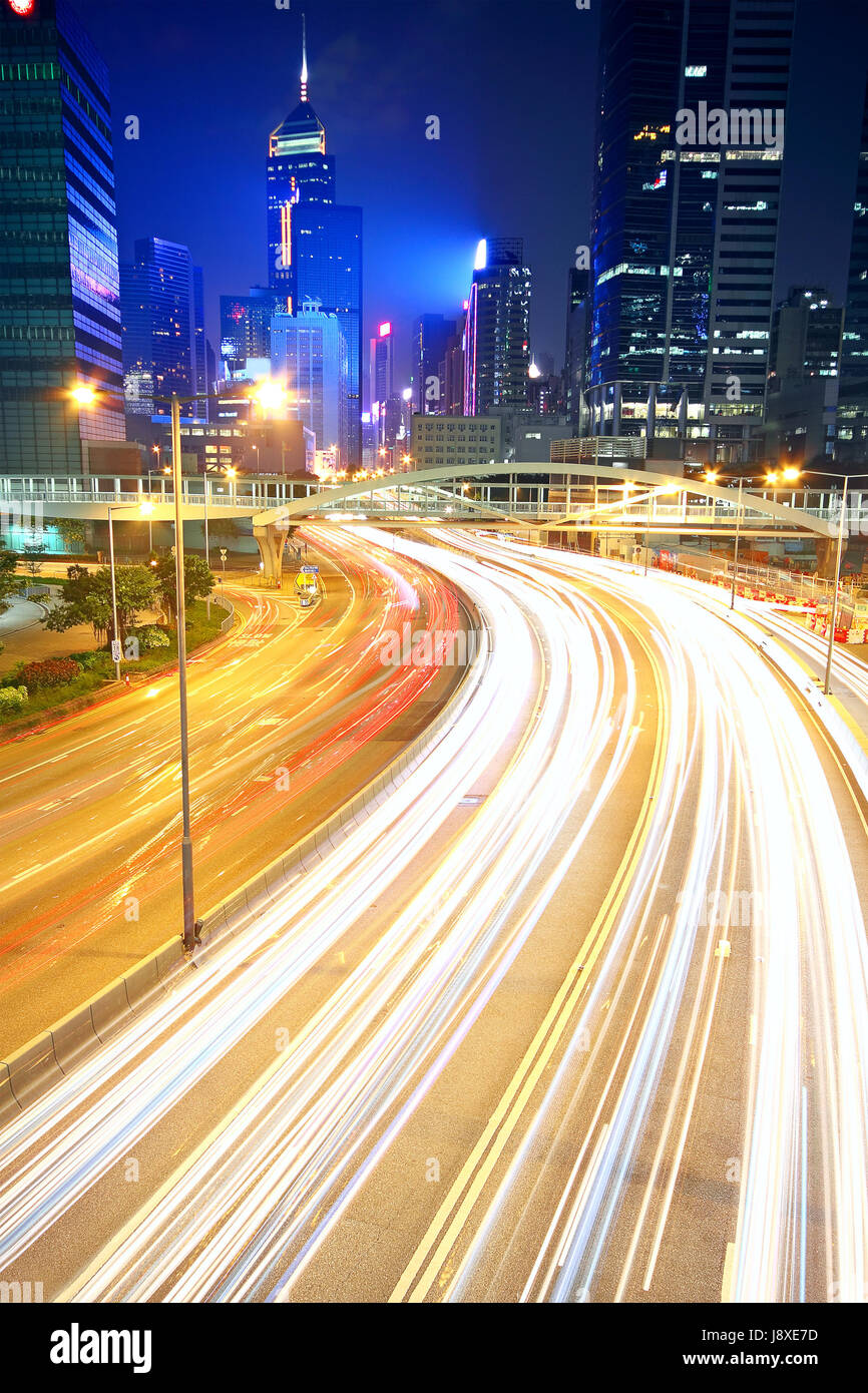 city, town, traffic, transportation, bridge, night, nighttime, motorway ...