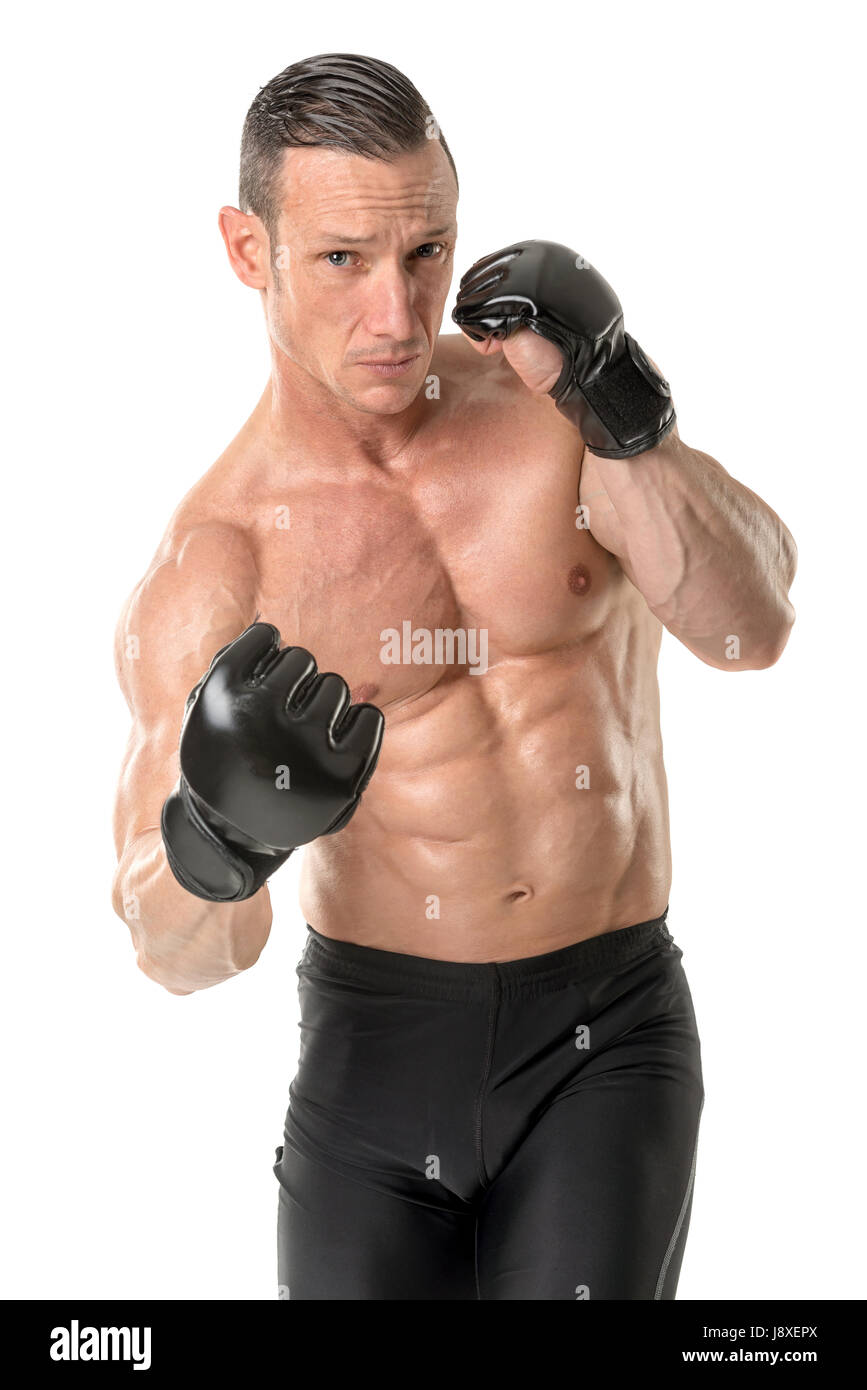 Strong Mixed Martial Arts fighter isolated in white Stock Photo - Alamy