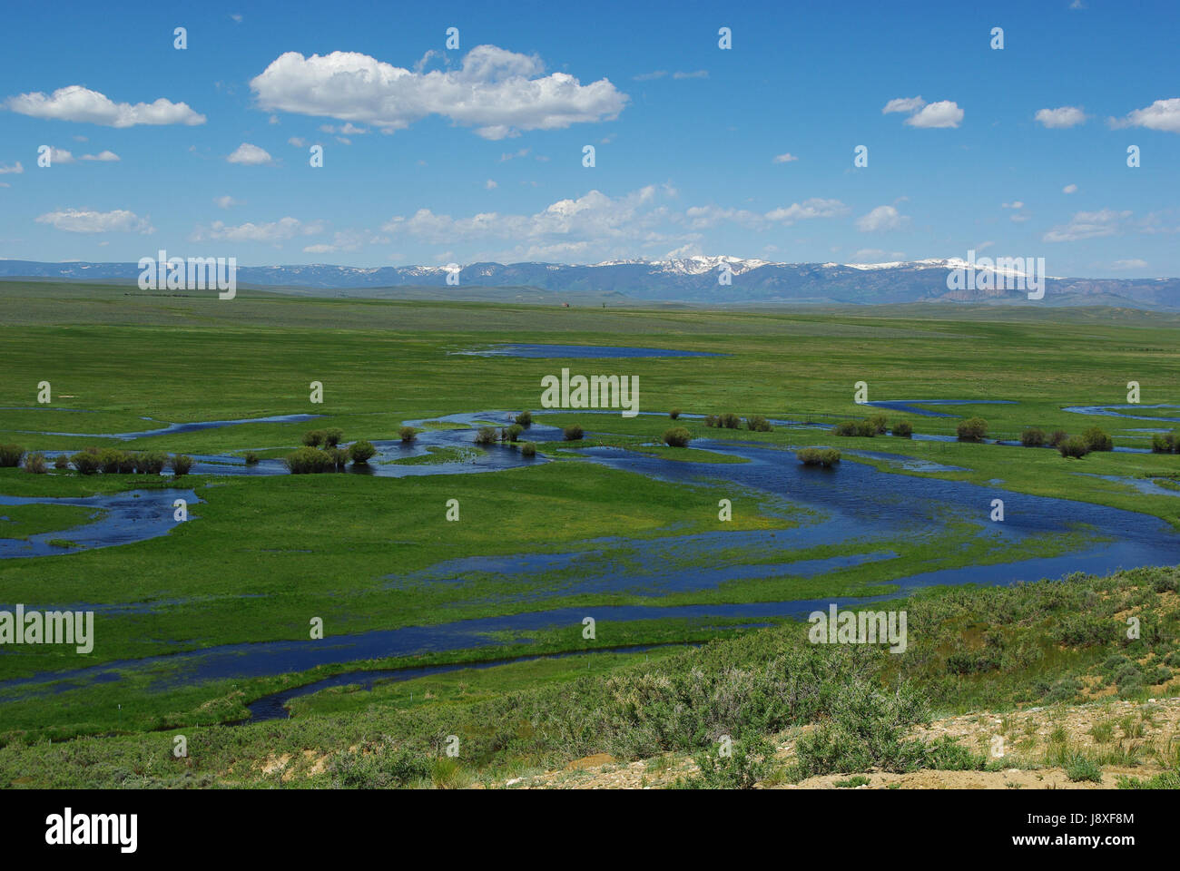 blue, green, width, shrub, plateau, meadow, grass, lawn, river, water ...