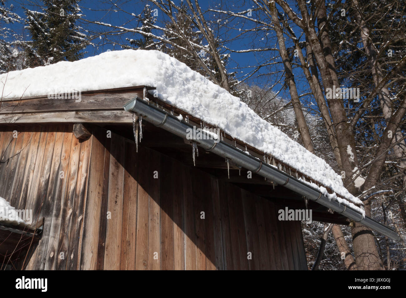 winter, wood, hovel, gutter, snow, rooftop, lodge, forest, hut, winter ...