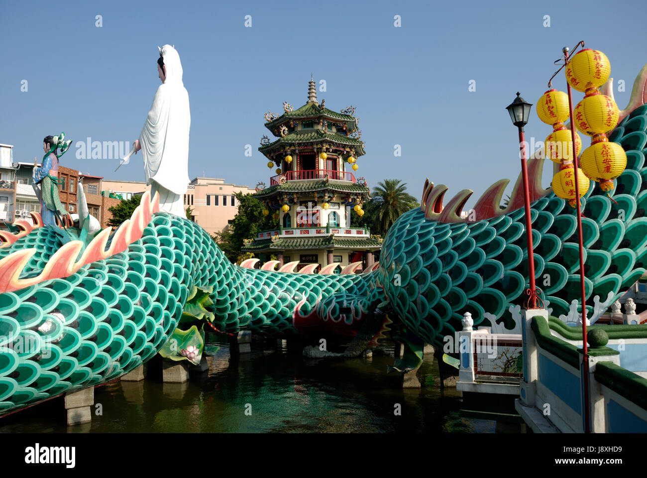 dragon, taiwan, blue, religion, temple, green, statue, asia, shine ...