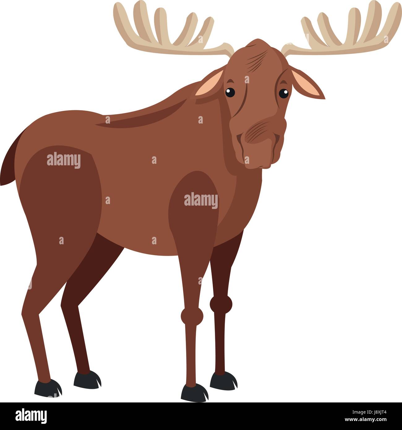 moose extant species antler, elk animal wild image Stock Vector Image ...
