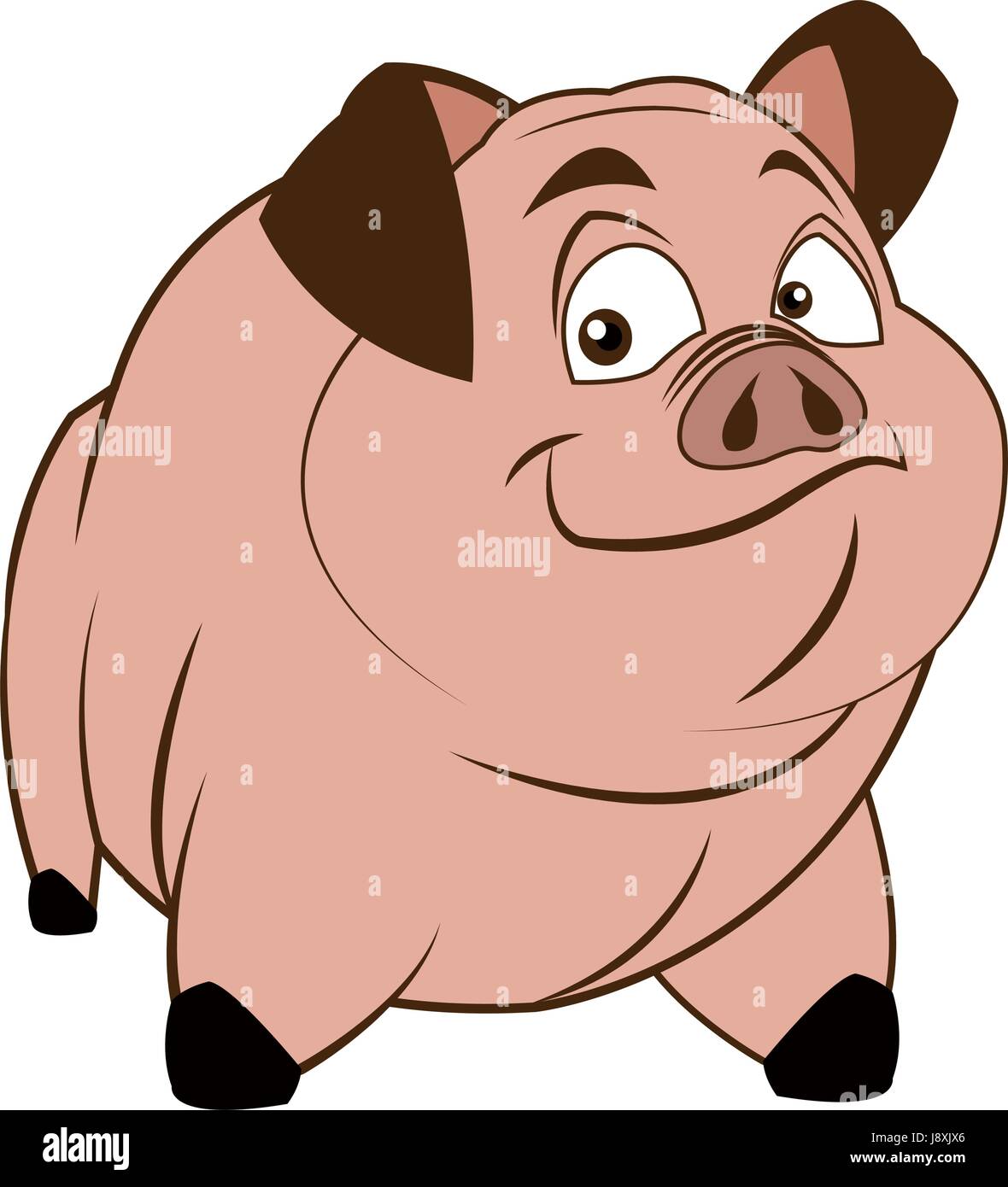cute pig, funny piggy standing and smiling vector illustration Stock ...