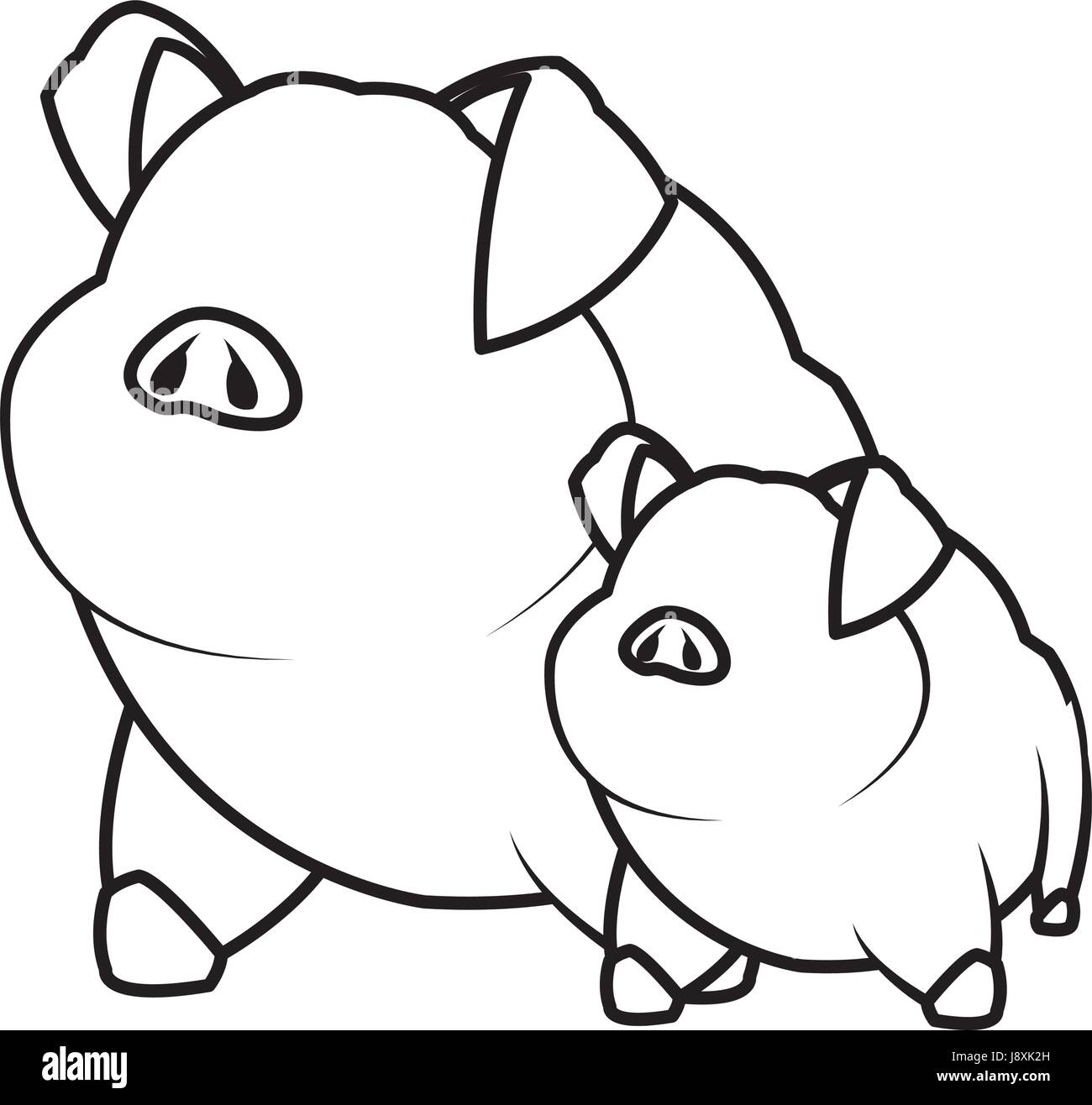 cute pig, funny piggy standing and smiling vector illustration Stock ...